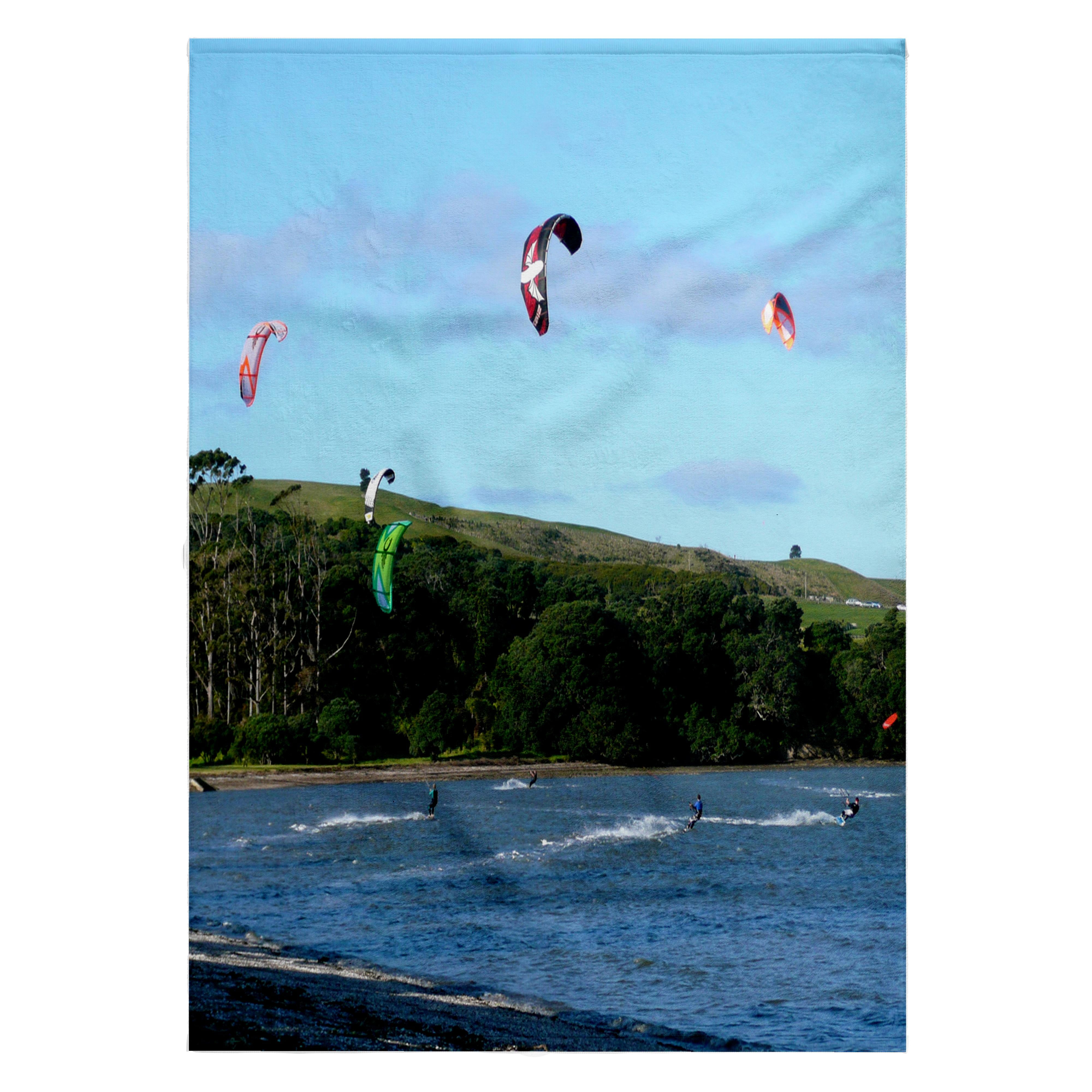 3dRose, Kite Surfing on Okoromai Bay Hauraki Gulf New Zealand, 22x30 ...