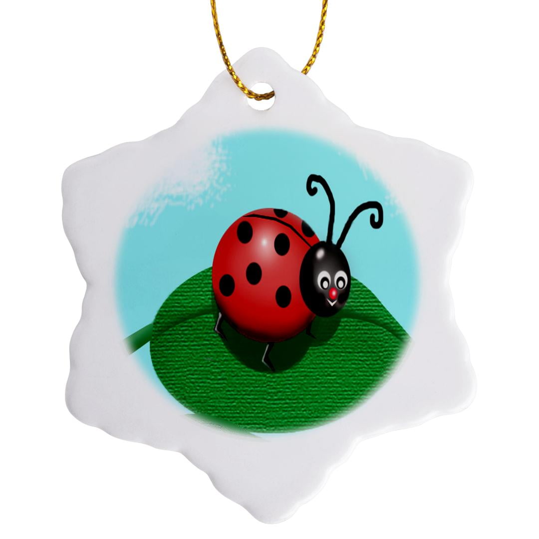 3dRose, Lady Bug on Leaf, 3 inch Snowflake Porcelain Ornament - Walmart.com