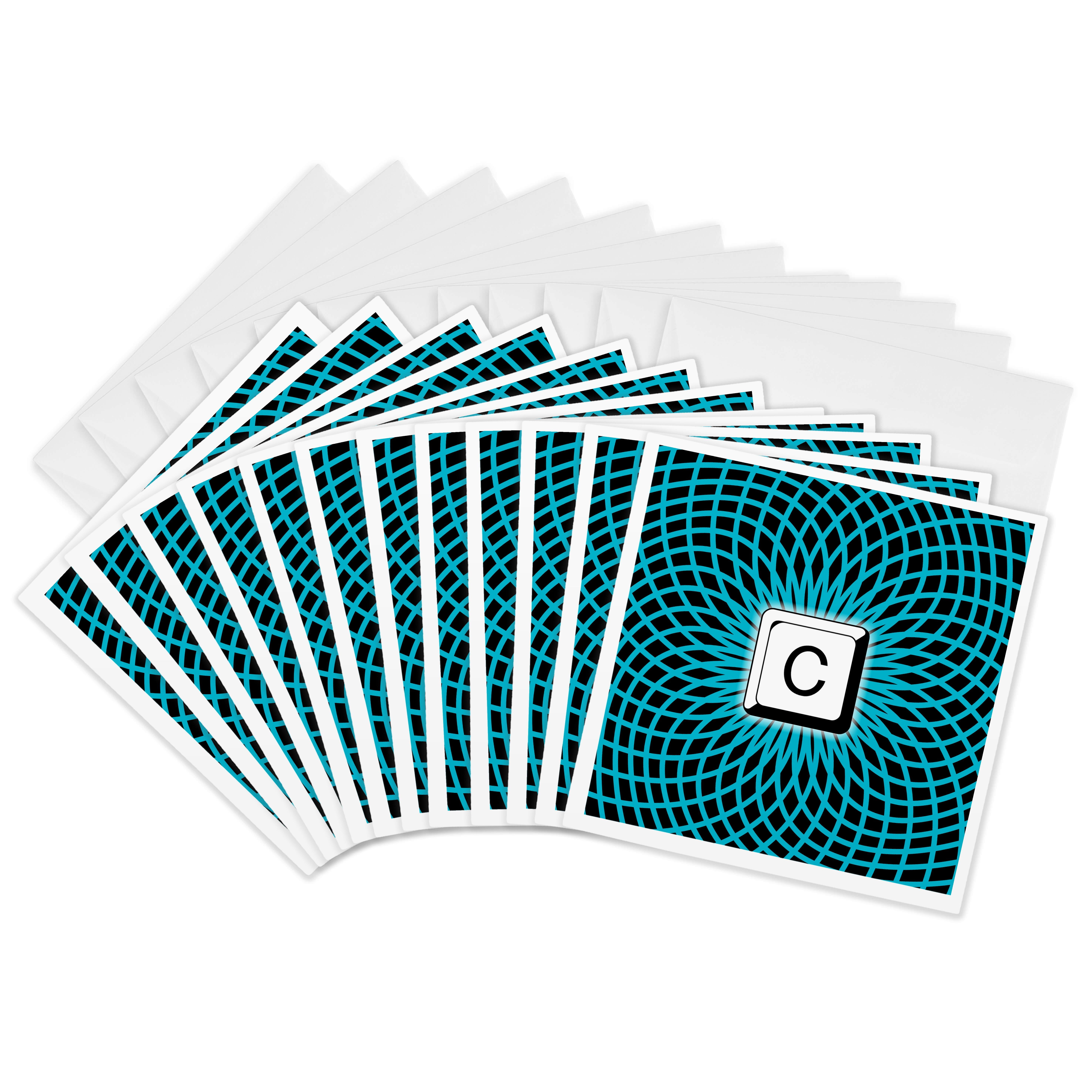 3dRose, Letter C- Hypnotic Blue Geometric Symmetry under White Keyboard ...