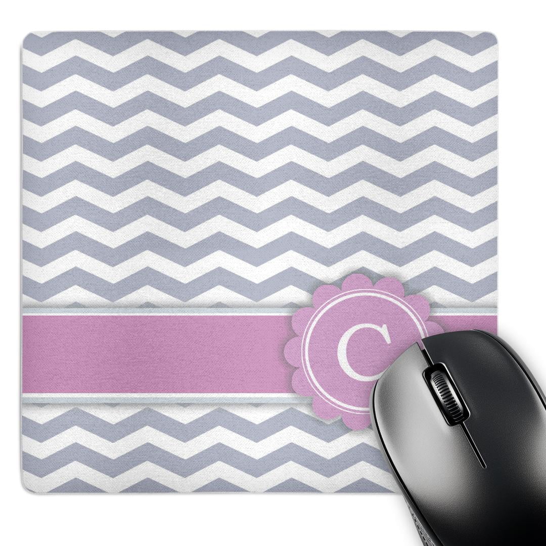 3dRose, Letter C monogrammed on grey and white chevron with pink - gray ...