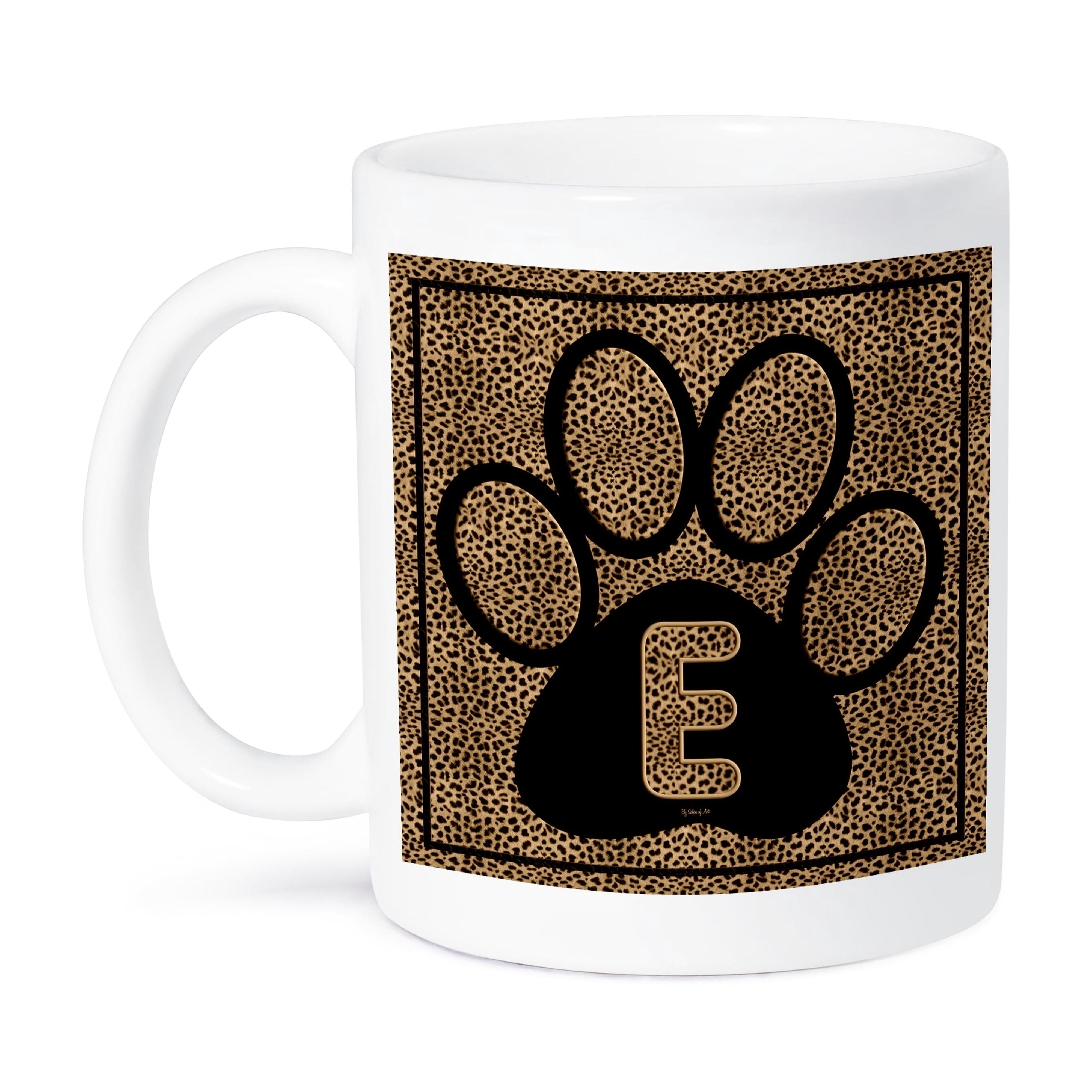 3dRose, Letter E Standard Cheetah Print Cat Paw, 11oz Mug - Walmart.com
