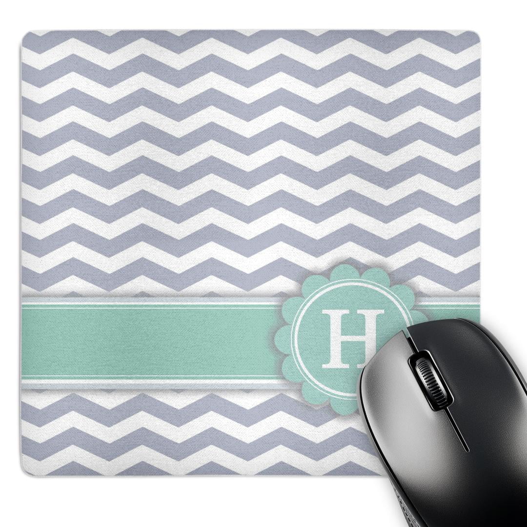3dRose, Letter H monogrammed on grey and white chevron with mint - gray zigzags - personal ...
