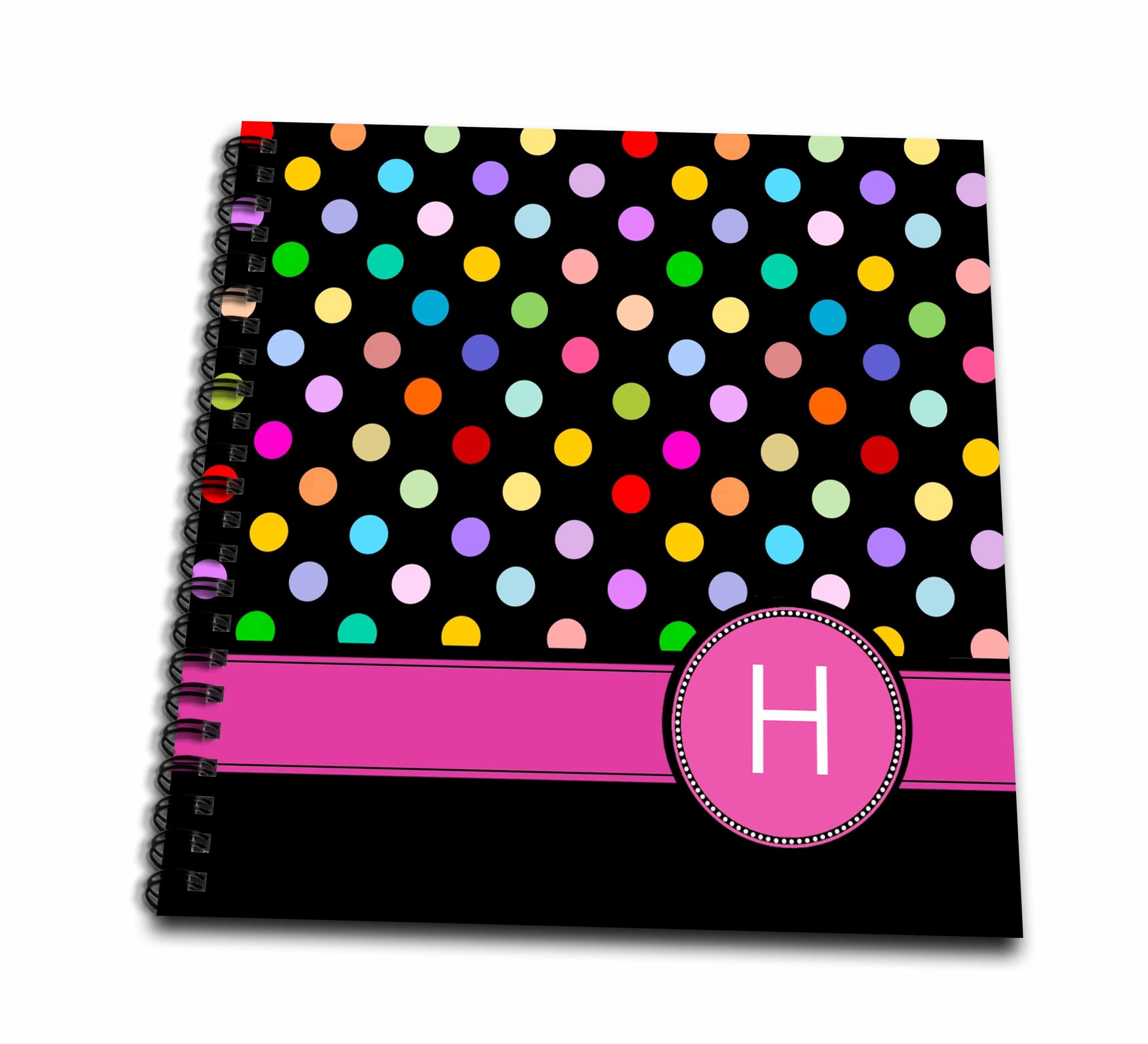 3dRose, Letter H monogrammed on rainbow polka dots pattern with hot ...