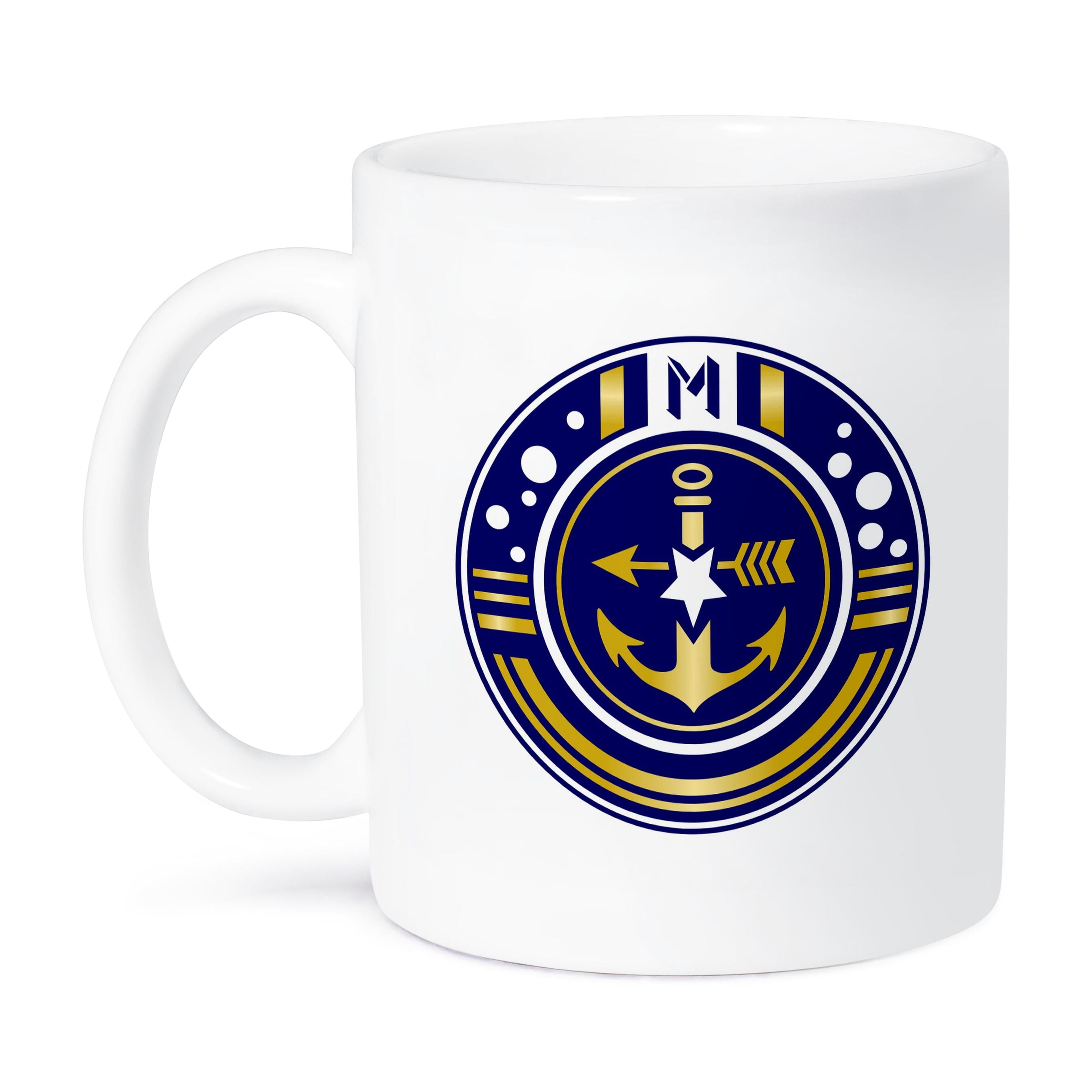 3dRose, Letter M- Anchor Monogram In Navy Blue And Gold Effect, 11oz ...