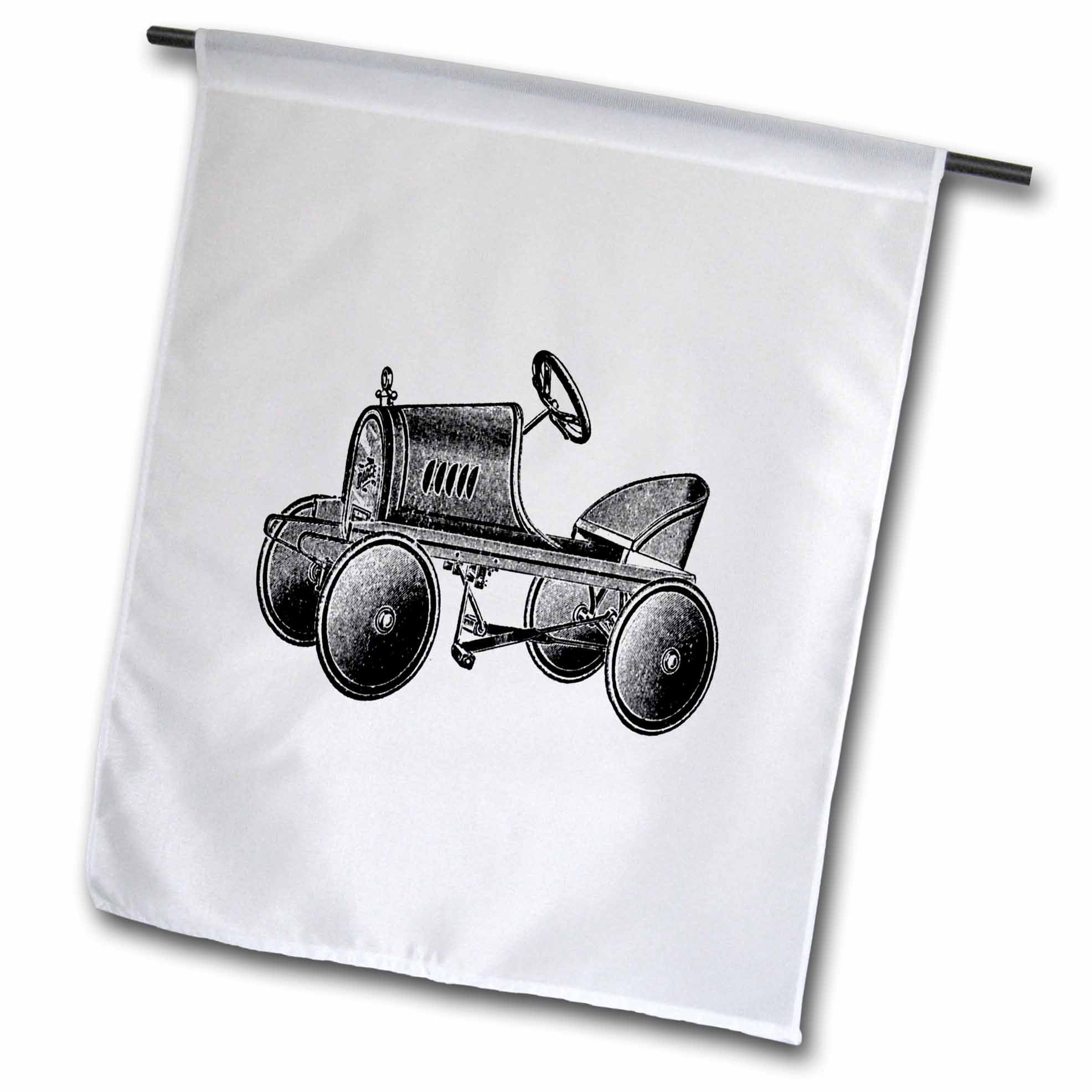 3dRose, Line Drawing Of Vintage Toy Car, 12 x 18 inch Garden Flag ...