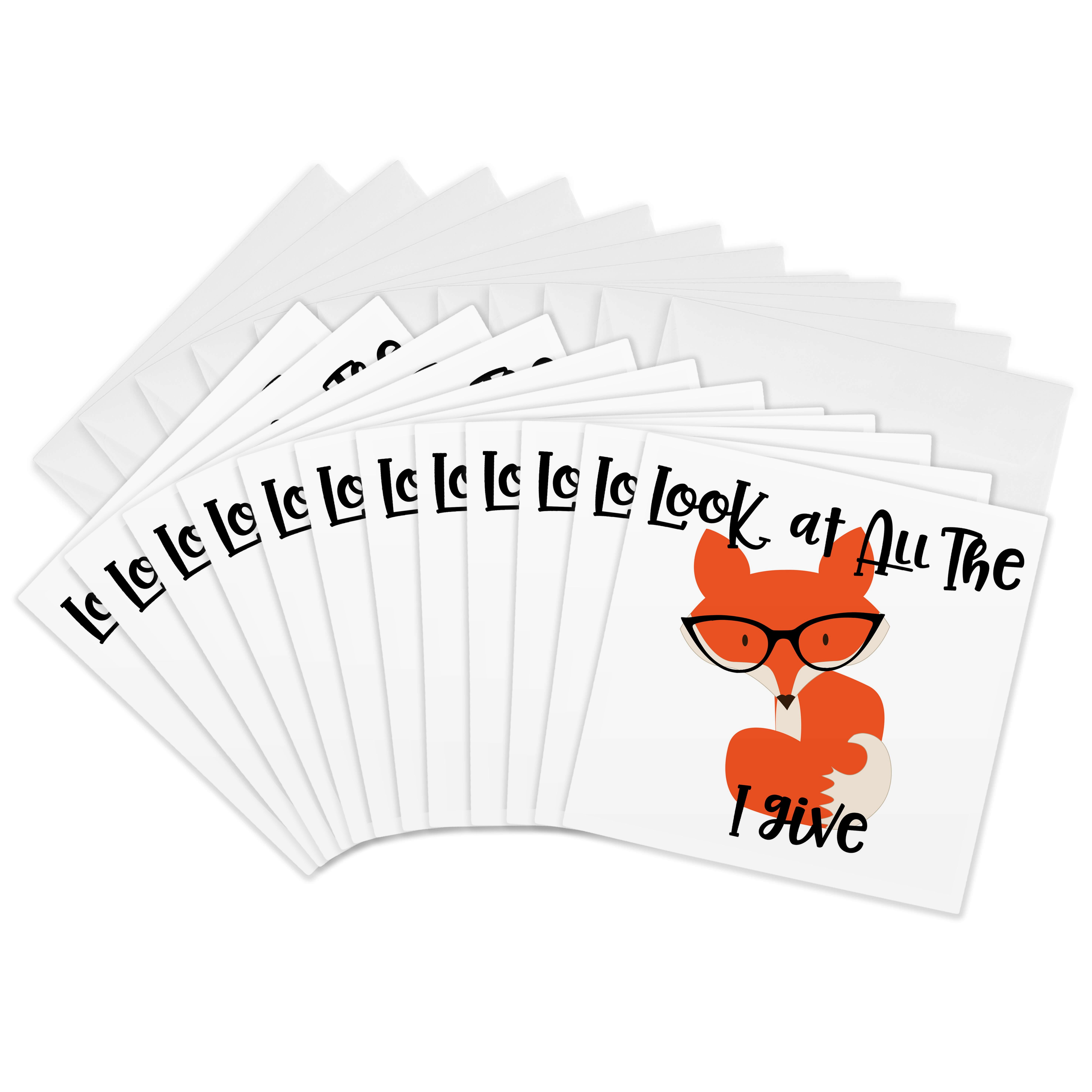 3dRose, Look At All The Fox I Give, 12 Greeting Cards with envelopes ...