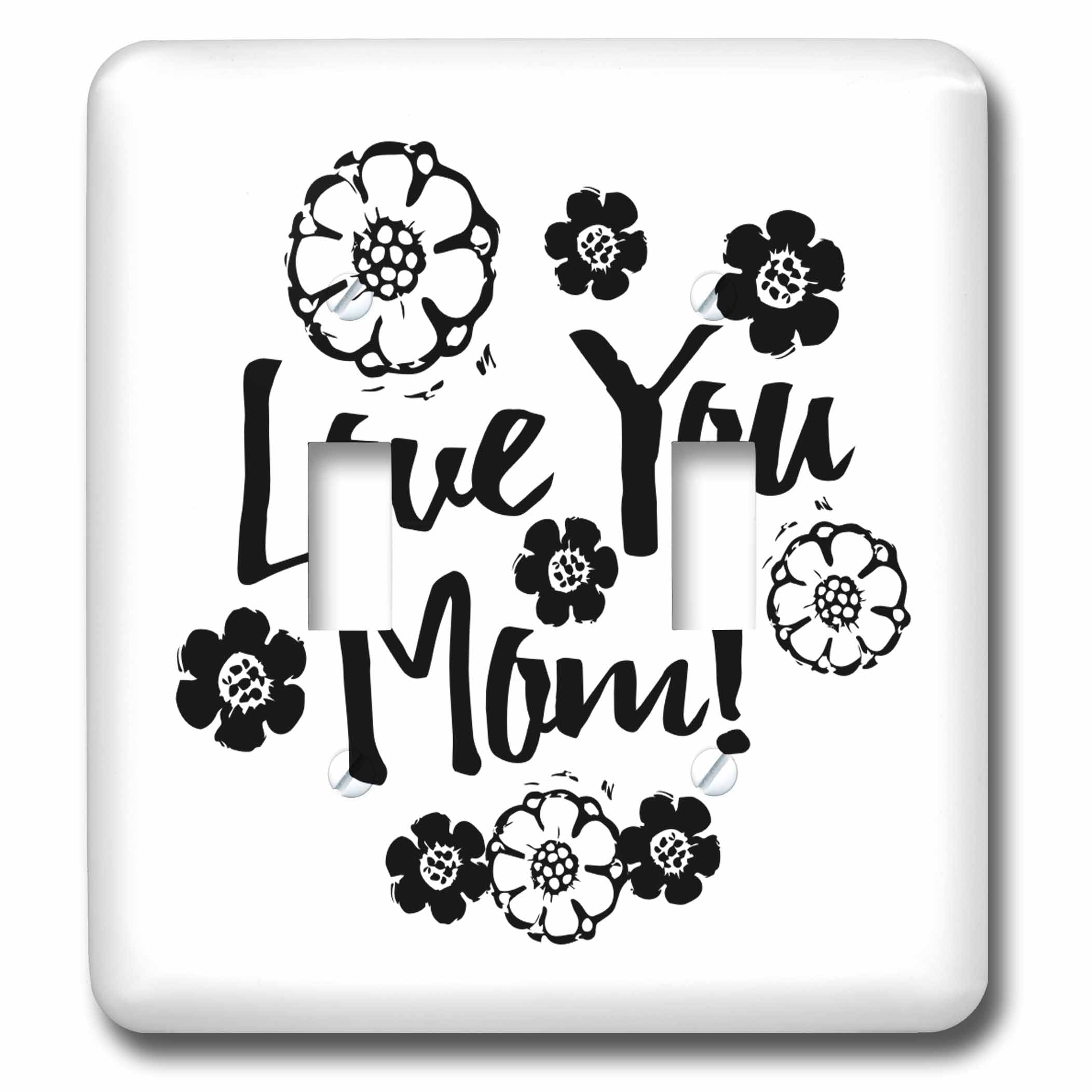 3dRose, Love You Mom- Fun Black and White Design, double toggle switch ...