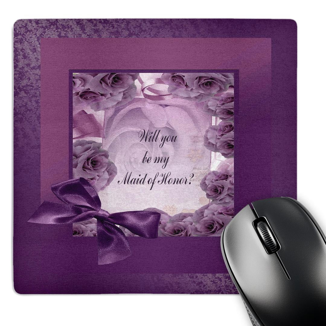 3dRose, Maid of Honor, Plum Pink Rose Frame with Bow , Mouse Pad ...