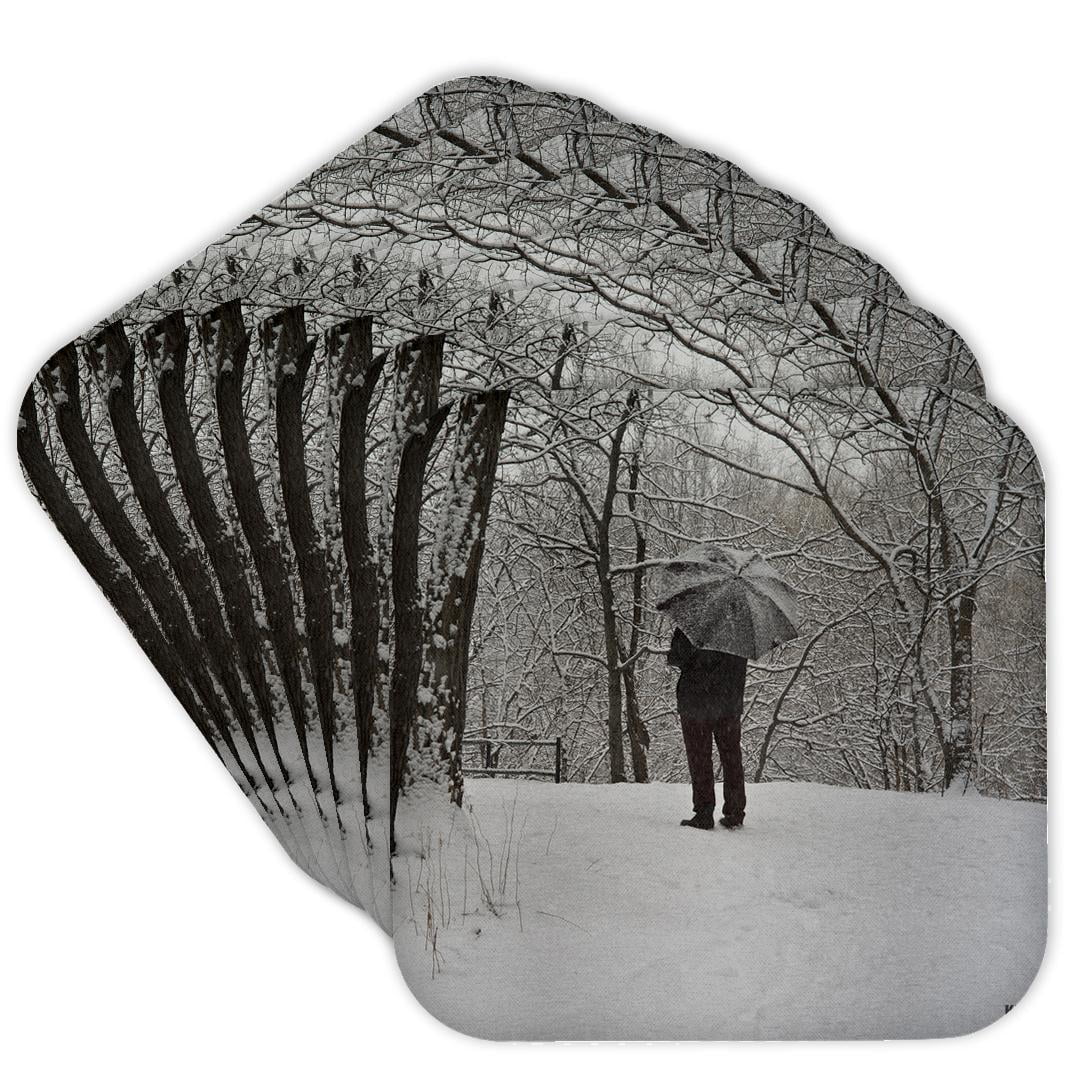 3drose, Man Protecting Himself from the Snow under a Black Umbrella ...