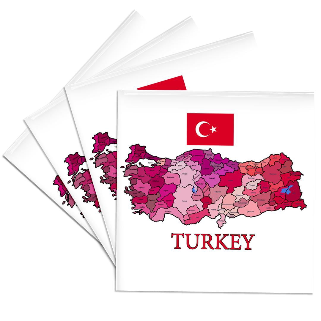 3dRose, Map and flag of Turkey with provinces labeled and colored., Set ...