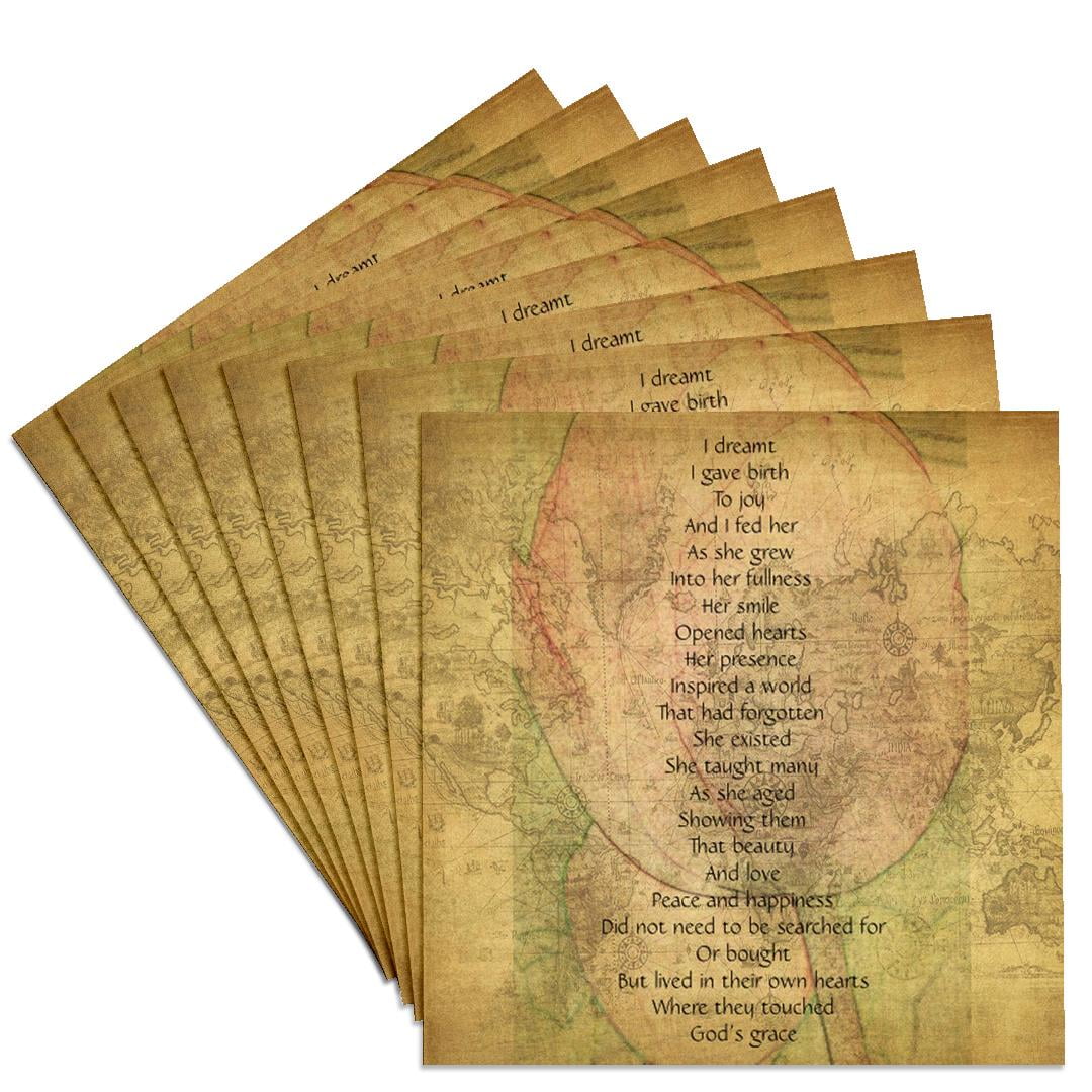 3drose, Map of the World Joy S Birth Poem- Inspirational Poetry, Set of ...