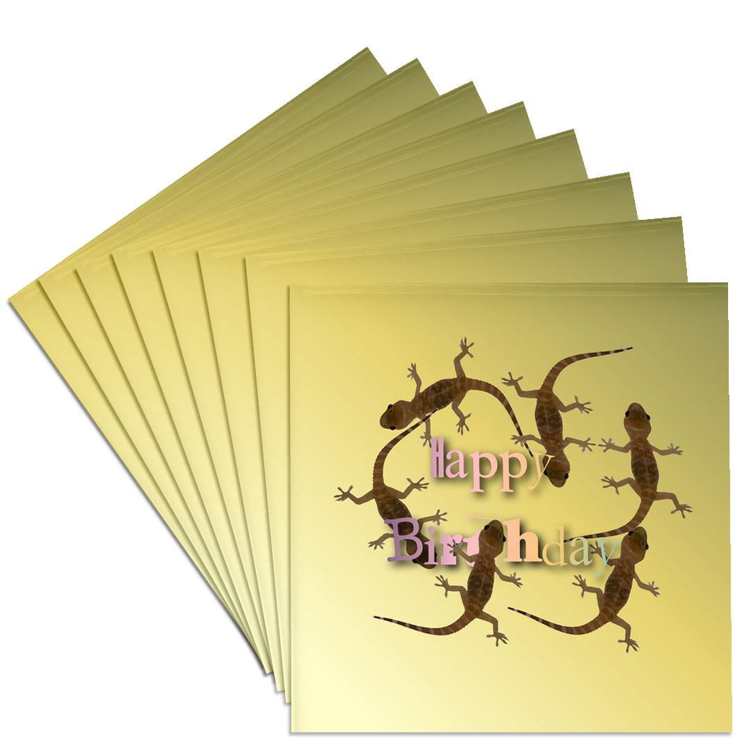 3dRose, Mediterranean House Gecko Vector Happy Birthday Greeting, Set ...