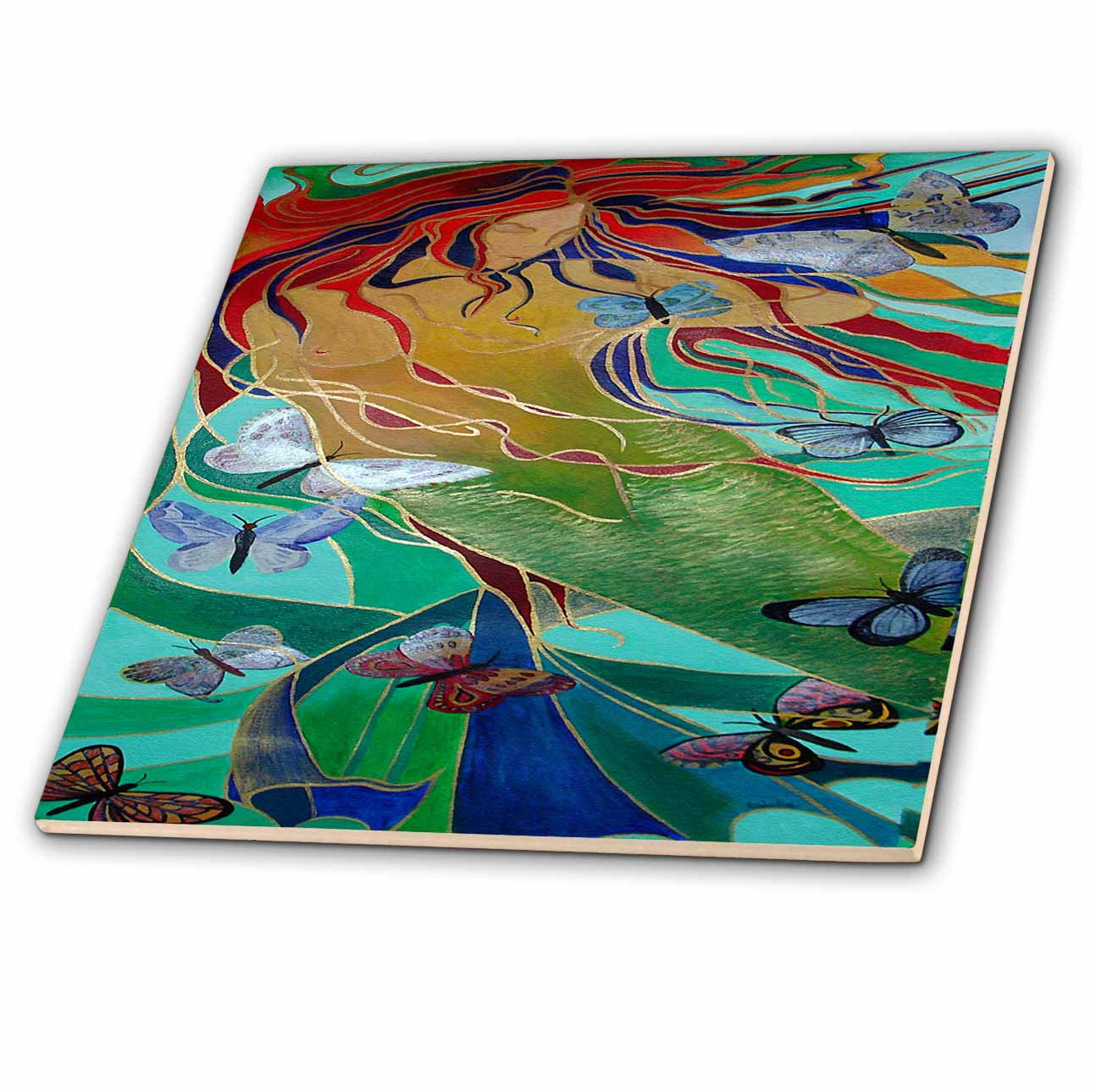 3dRose Mermaid and Butterflies - elusive, untamed, art nouveau ...