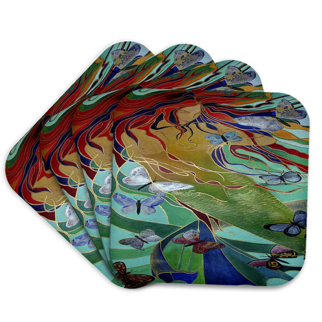 3dRose, Mermaid and Butterflies - elusive, untamed, art nouveau ...