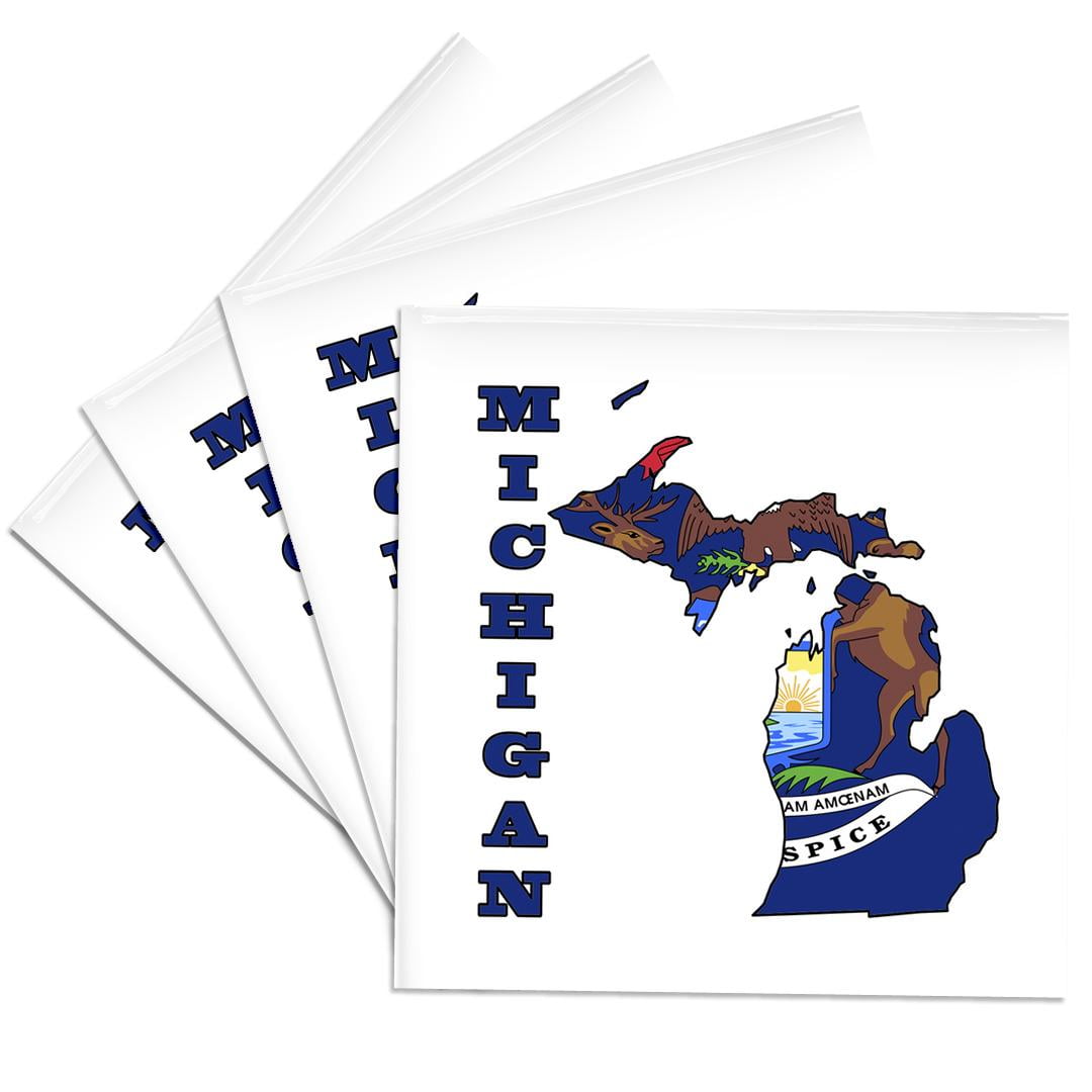 3dRose, Michigan state flag in the outline map and letters for Michigan ...