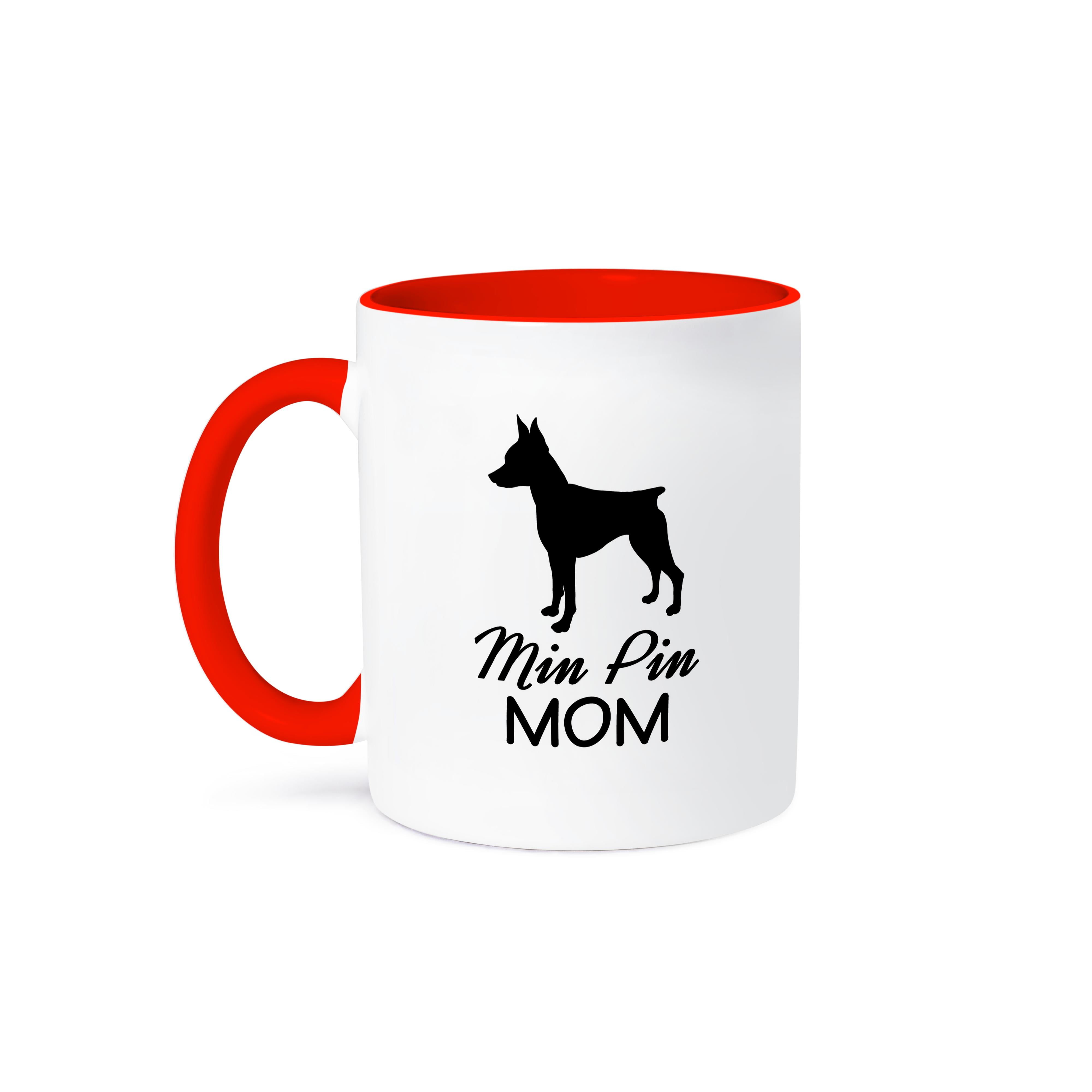 3dRose, Min Pin Dog Mom - Miniature Pinscher, 15oz Two-Tone Red Mug ...