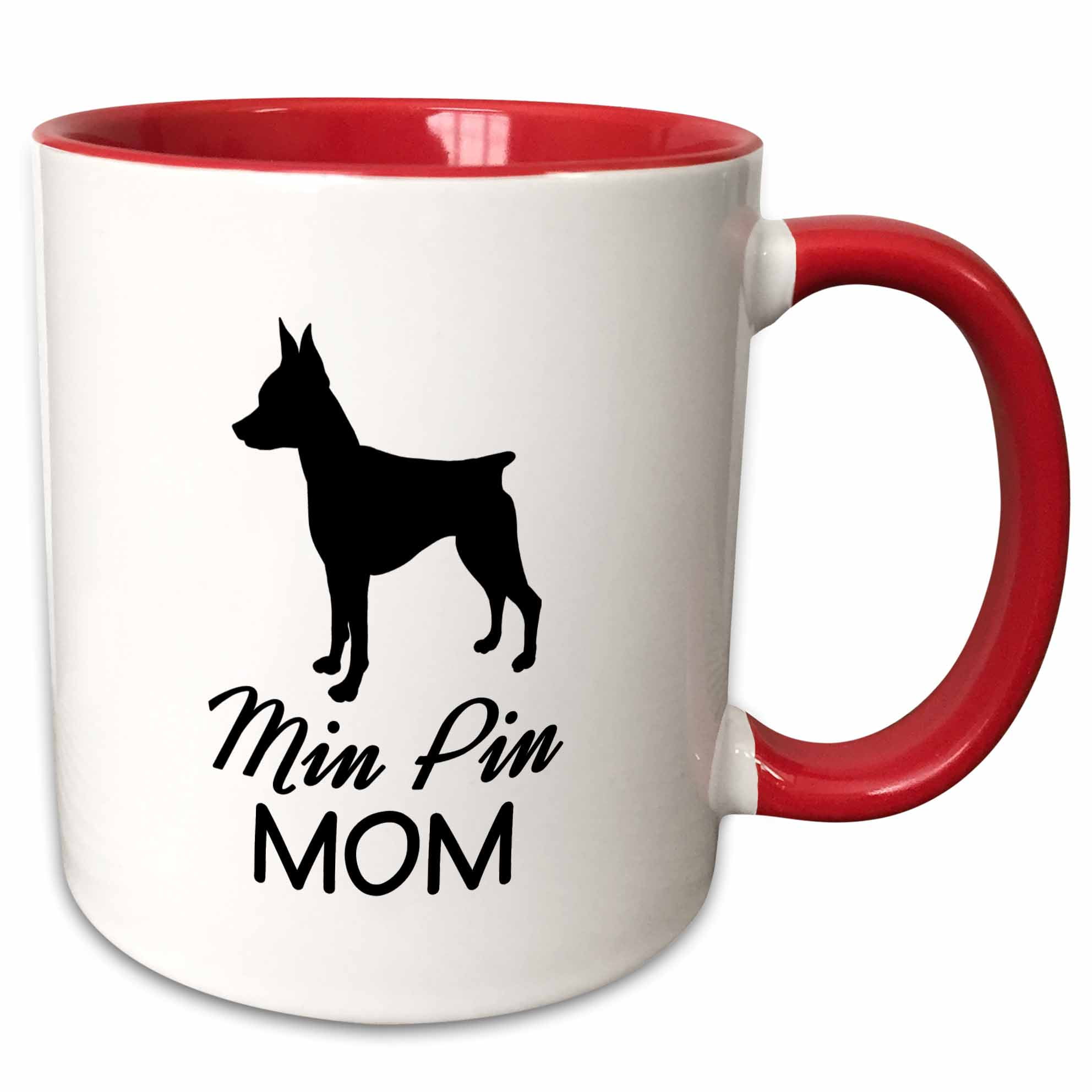 3drose, Min Pin Dog Mom - Miniature Pinscher, 15oz Two-tone Red Mug ...