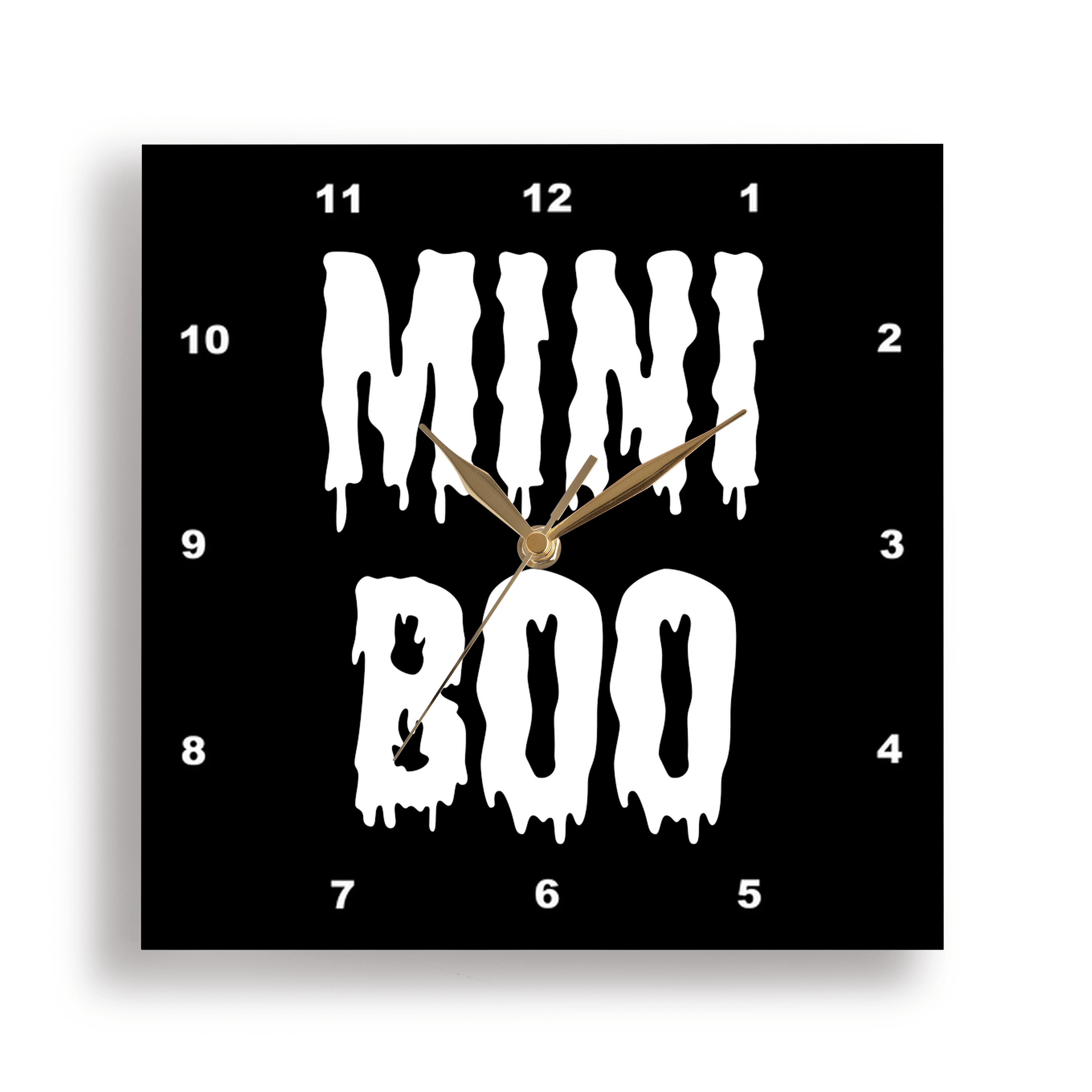 3dRose, Mini Boo. White drippy lettering on a black background. , 10x10 ...