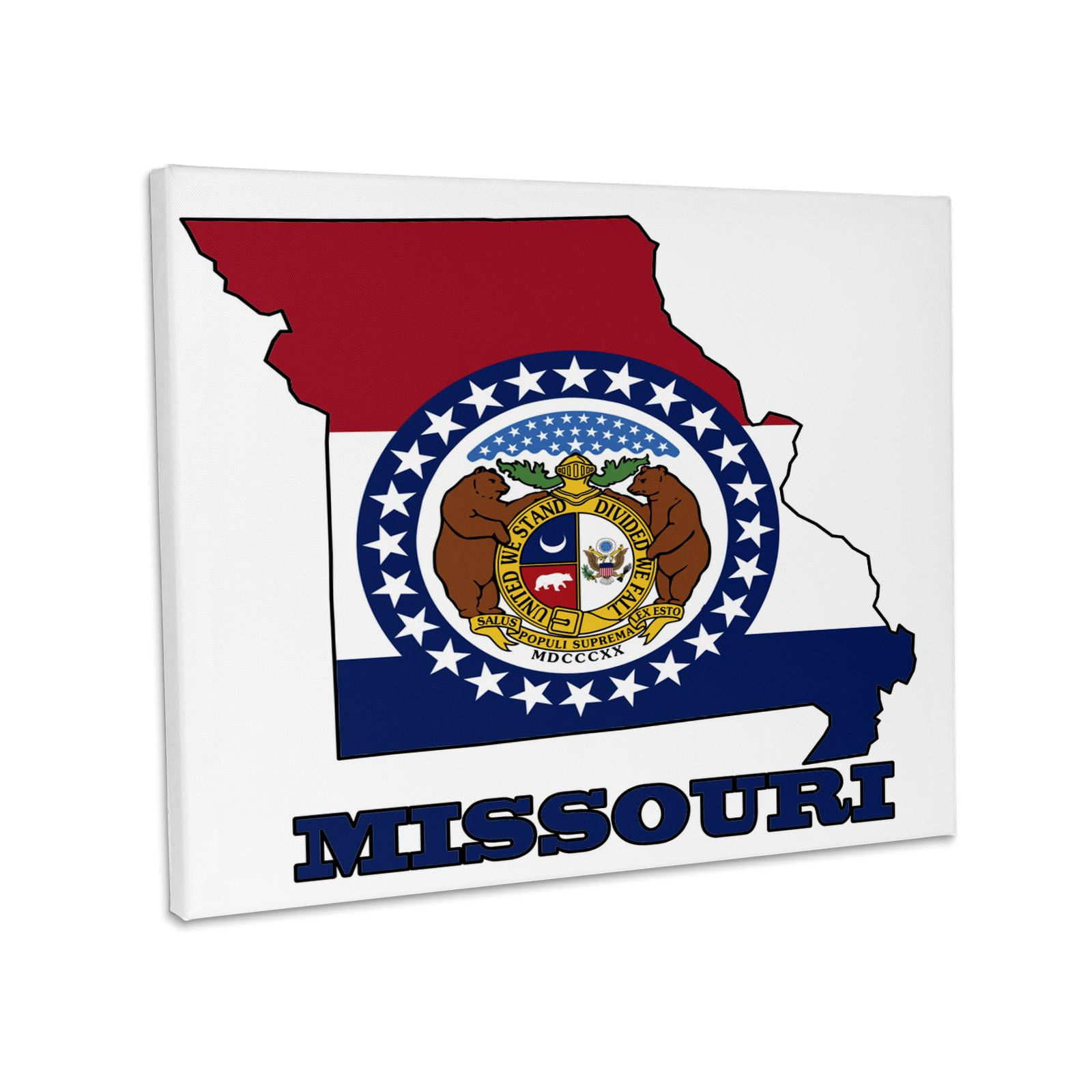 3dRose, Missouri state flag in the outline map and letters for Missouri, Museum Grade Canvas ...