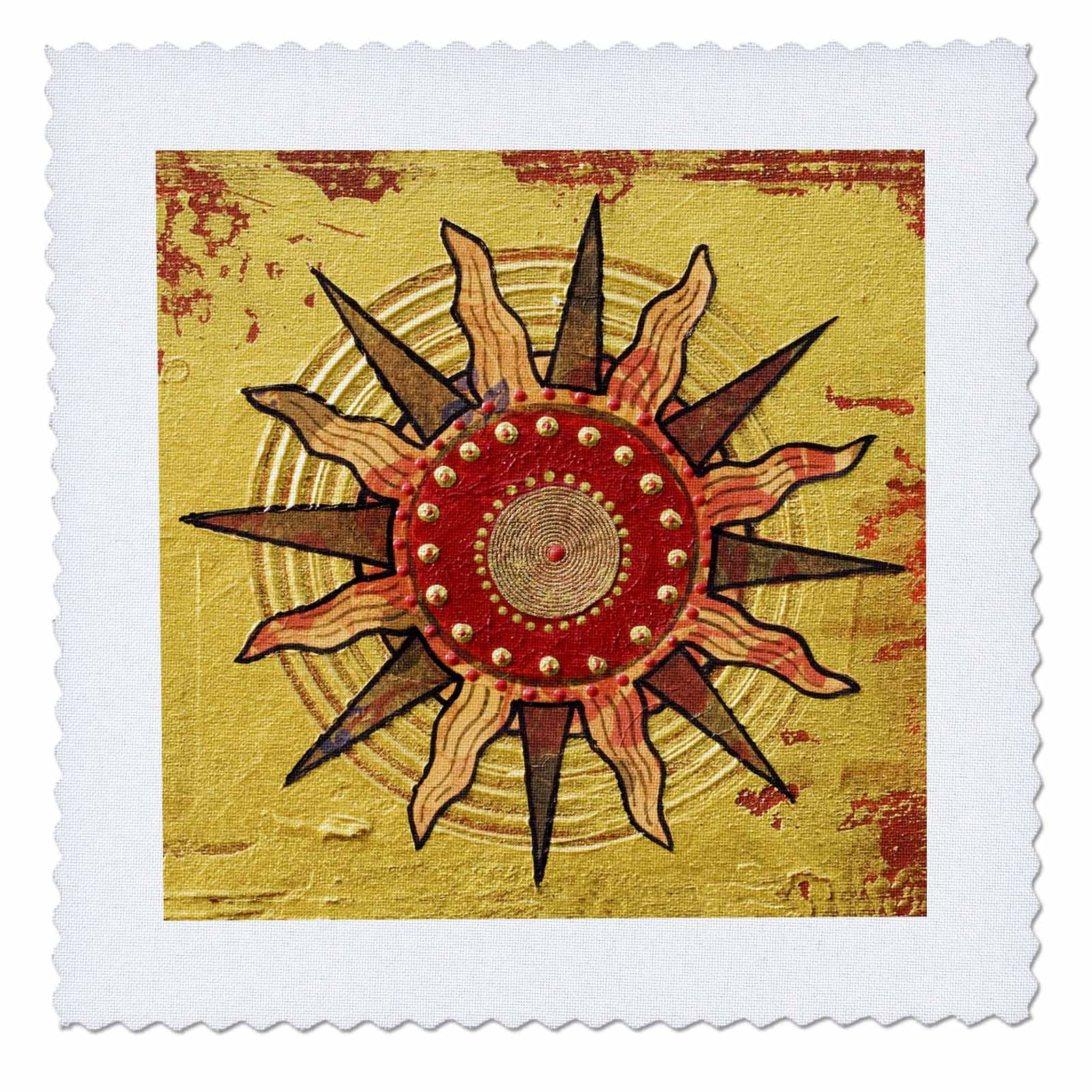 3dRose, Mixed Media Collage Art Painting With Abstract Sun Ornament ...