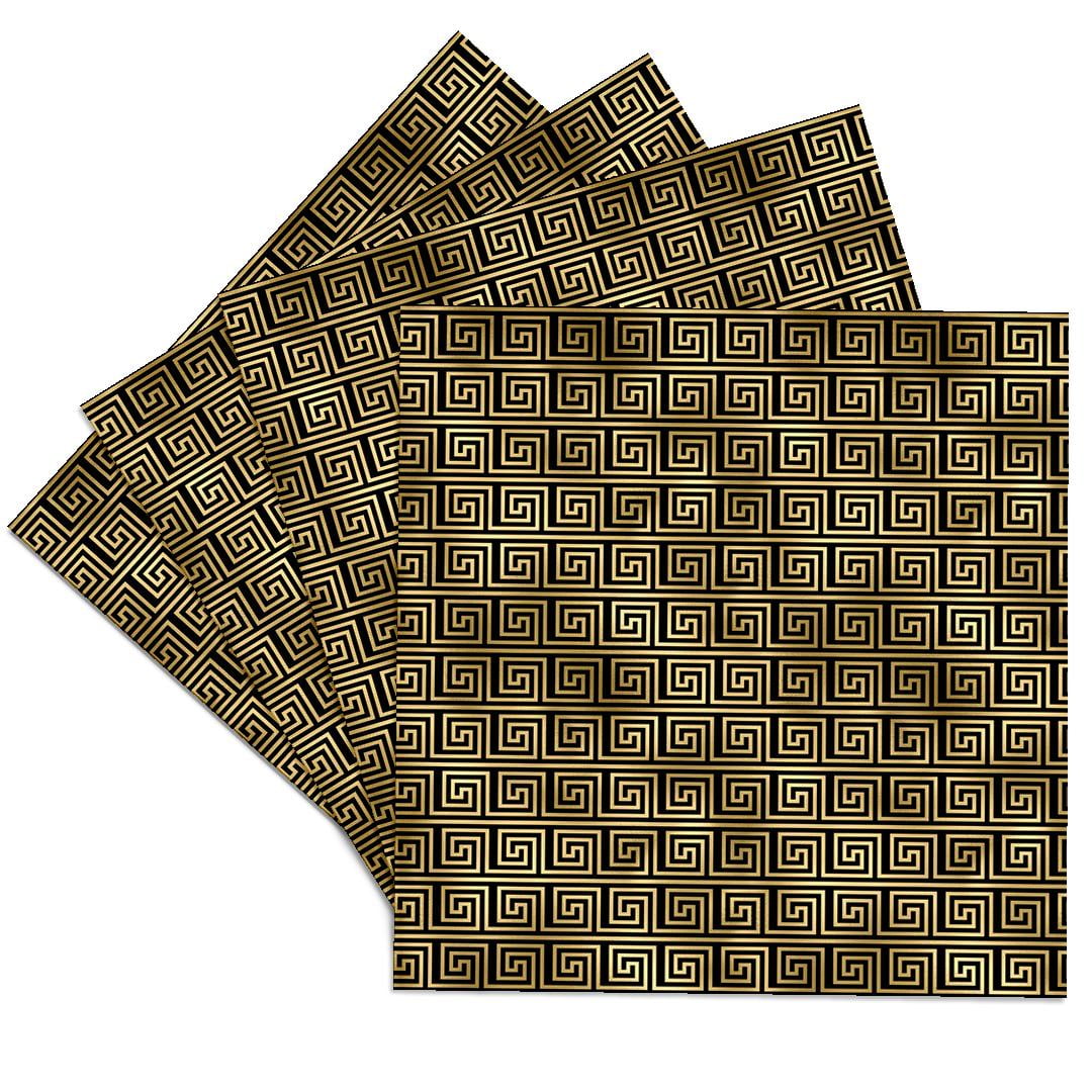 3drose, Modern Black and Image of Gold Greek Key Geometric Pattern, Set ...