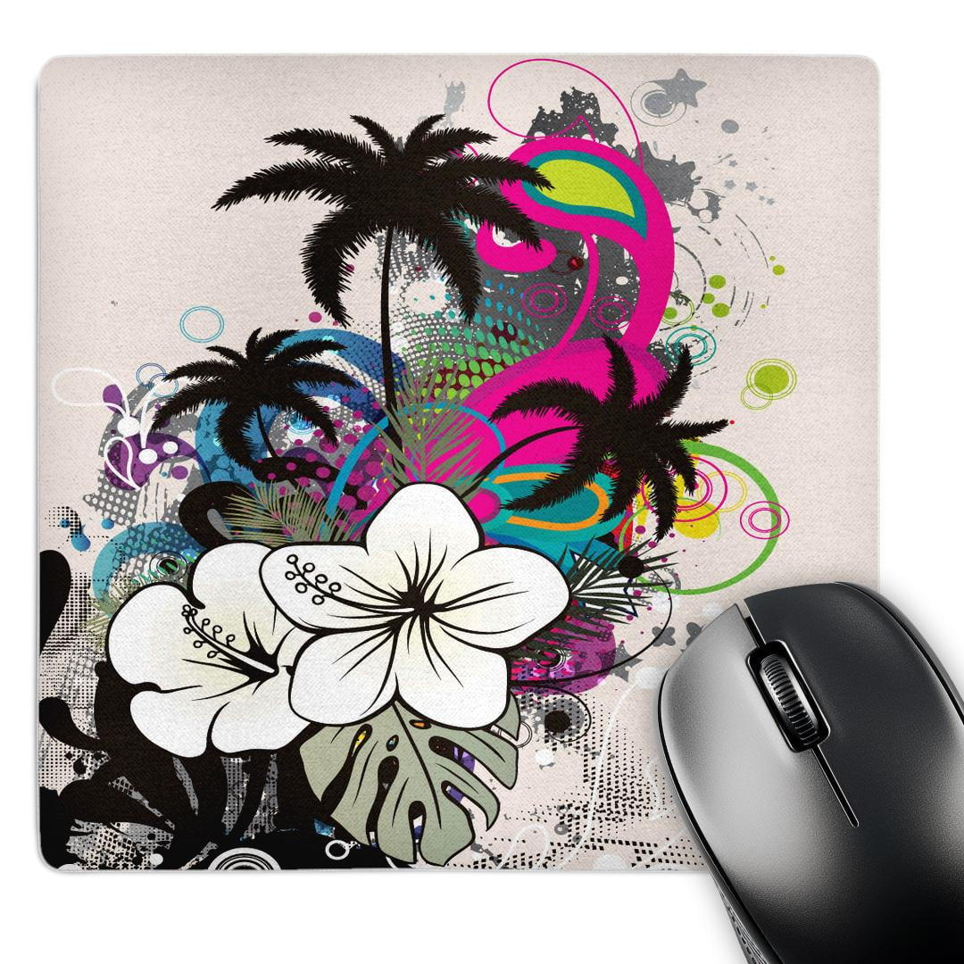 3dRose, Modern Tropical Floral and Palm Trees Swirl Vector Art, Mouse ...