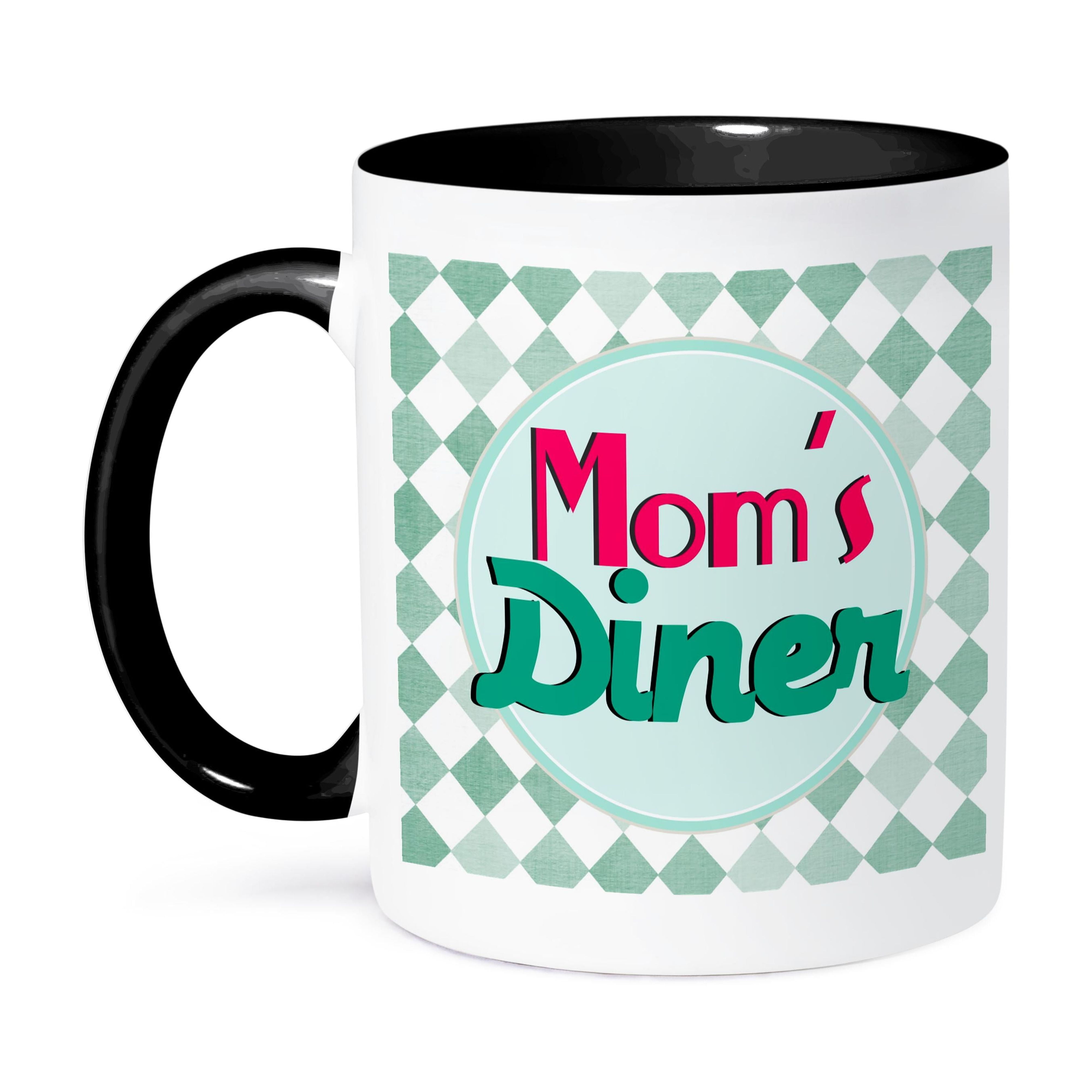 3dRose, Moms Diner on aqua. Retro hot pink turquoise teal blue 1950s ...