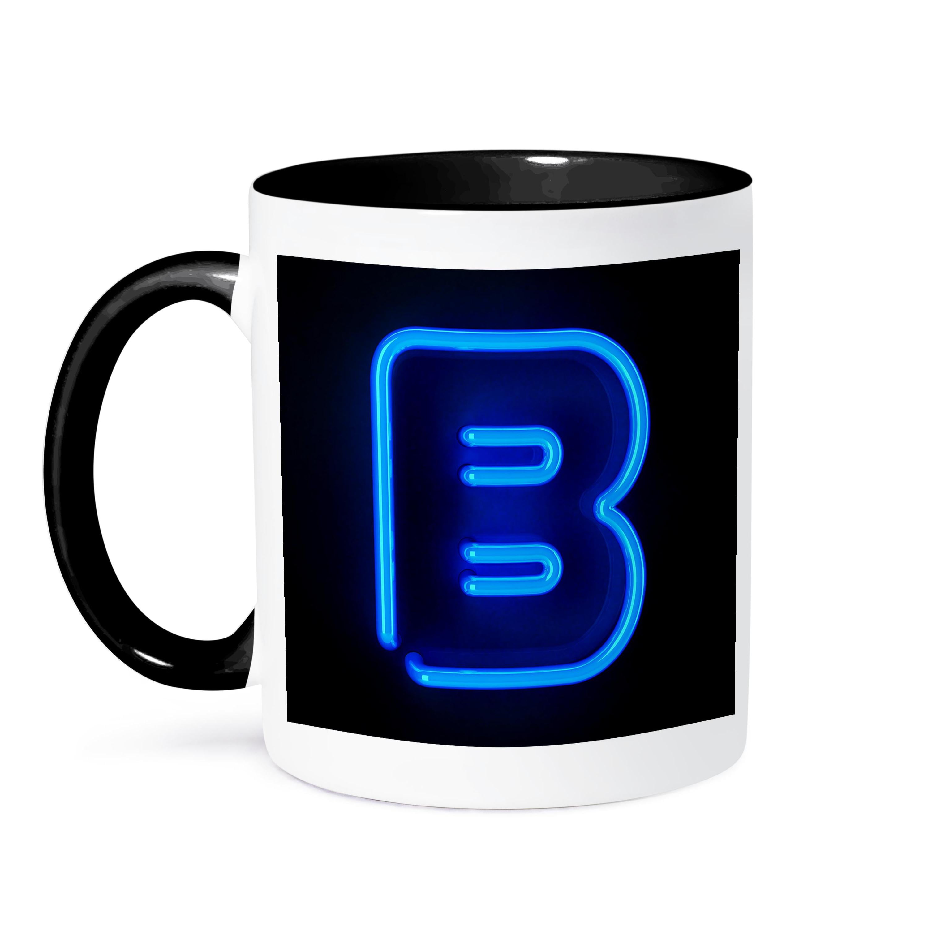 3dRose, Monogram letter B abstract neon blue lit shining illuminated ...