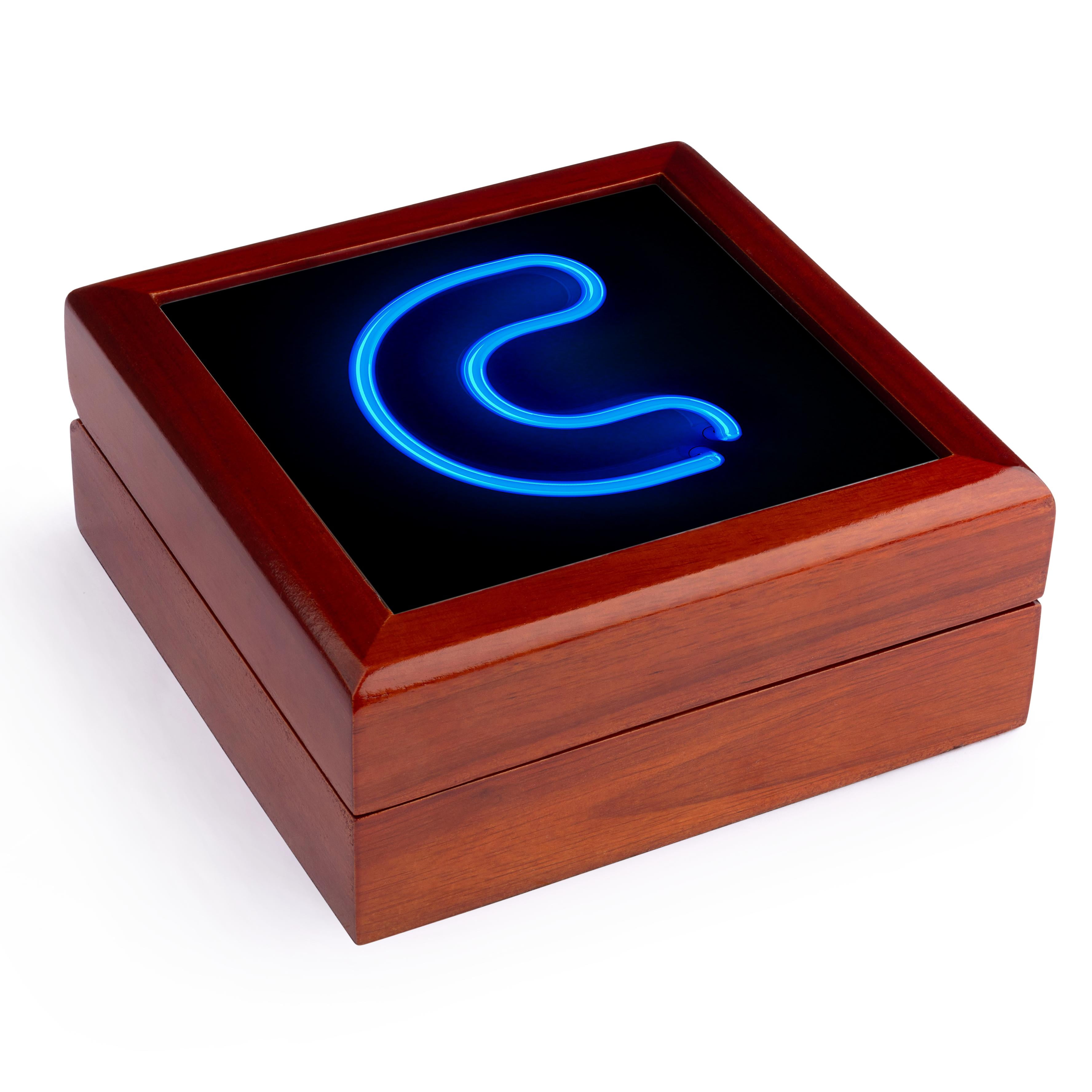 3dRose, Monogram letter C abstract neon blue lit shining illuminated ...