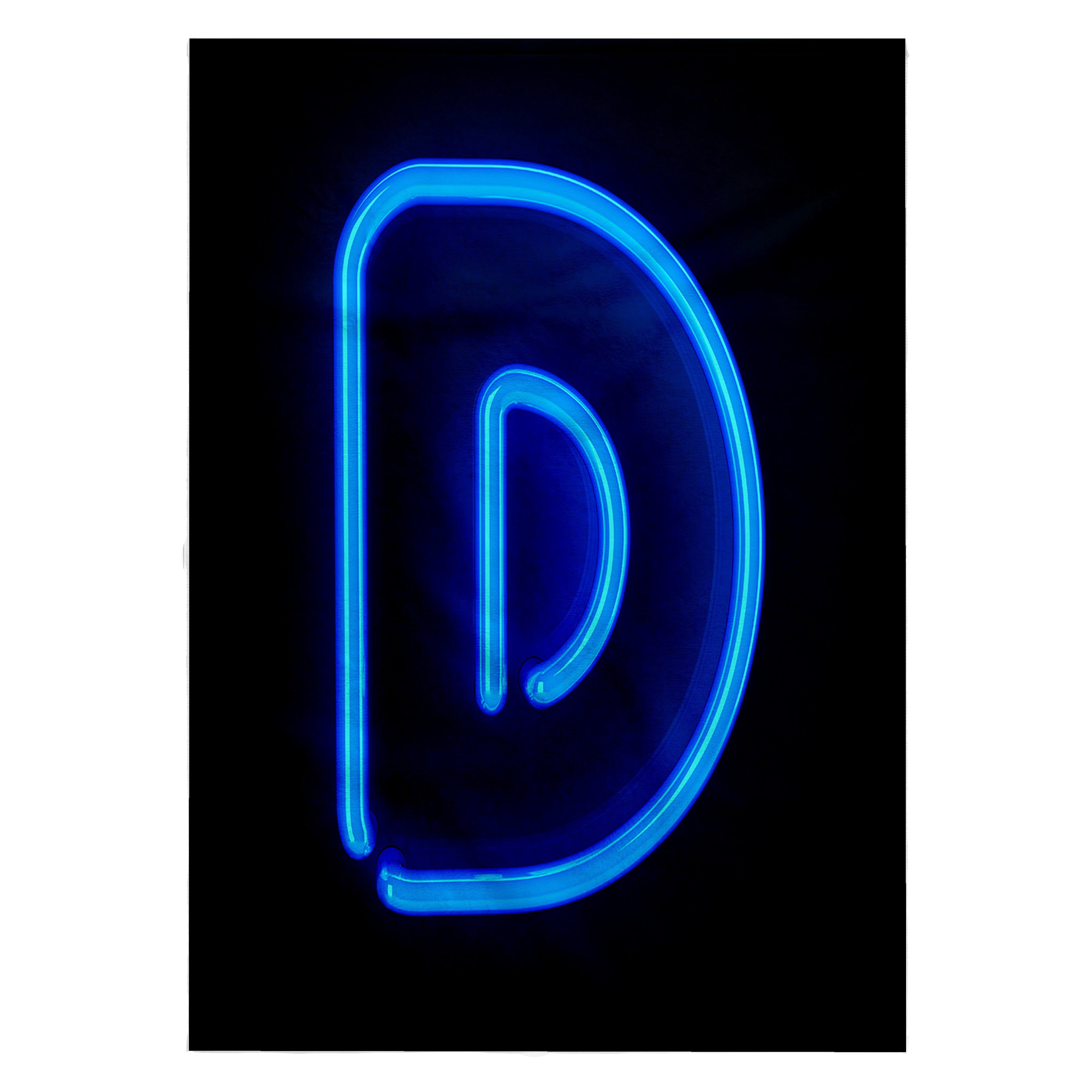 3dRose, Monogram letter D abstract neon blue lit shining illuminated ...