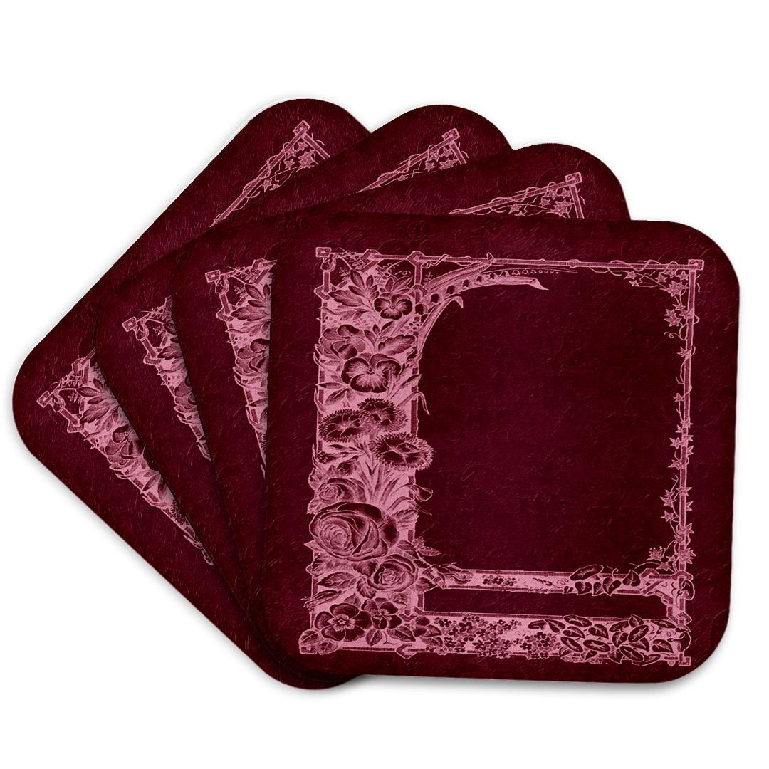 3drose, Monotone Floral Trellis Design in Negative on a Burgundy Damask ...