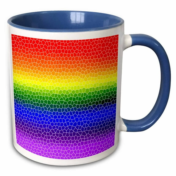 3drose, Mosaic Rainbow Pride Lgtb Flag, 15oz Two-tone Blue Mug ...