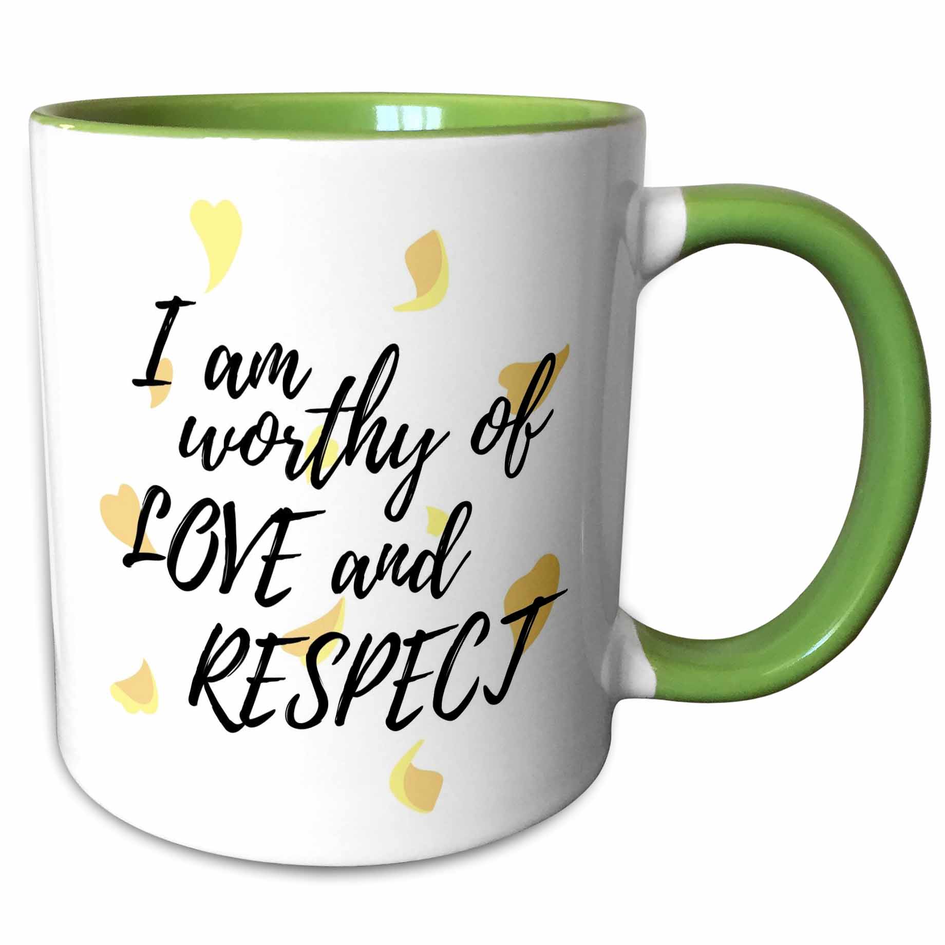 3drose, Motivational Quote of I Am Worthy of Love and Respect, 11oz Two ...