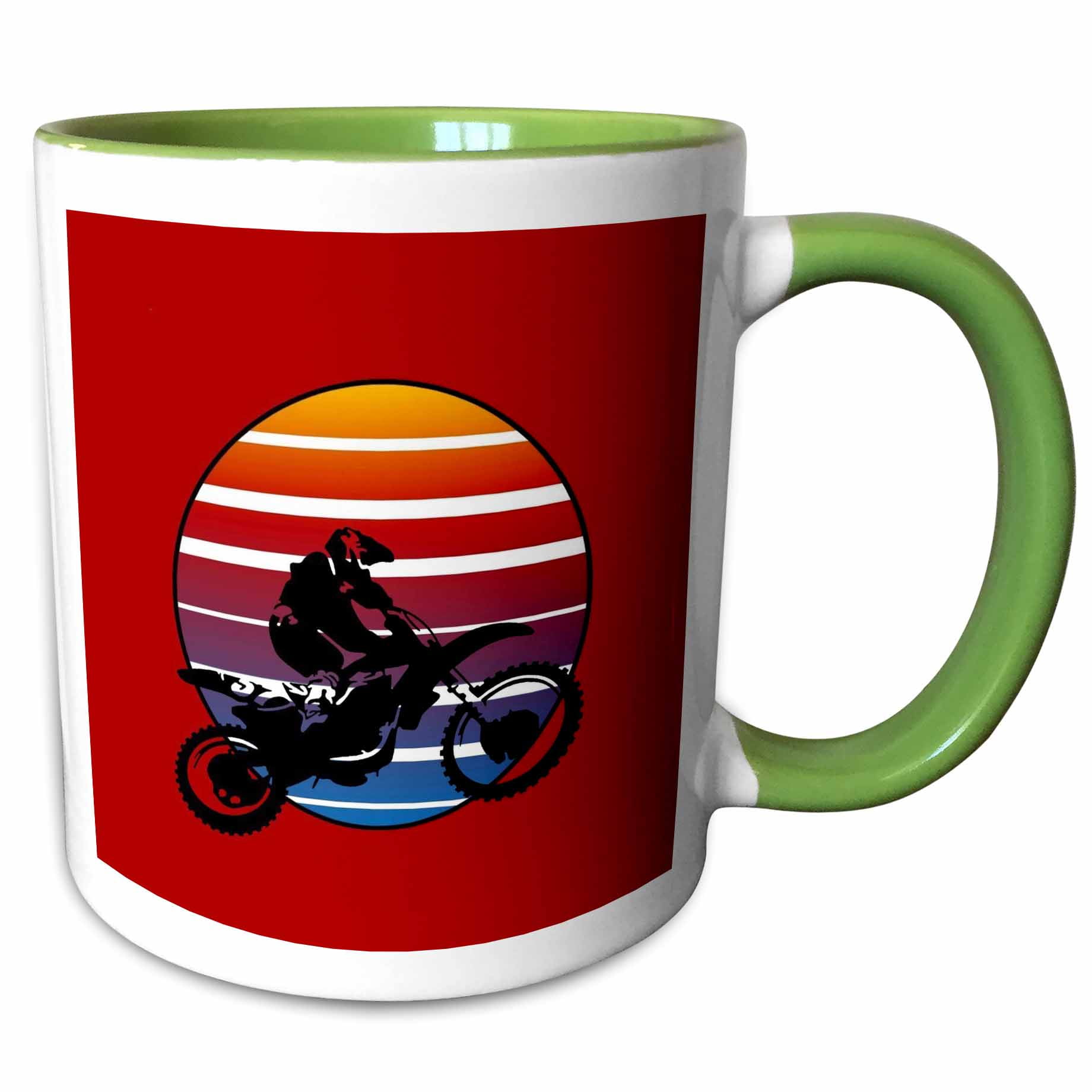 3drose, Motor X Silhouette Dirt Bike Agaınst Retro Sunset, 11oz Two ...