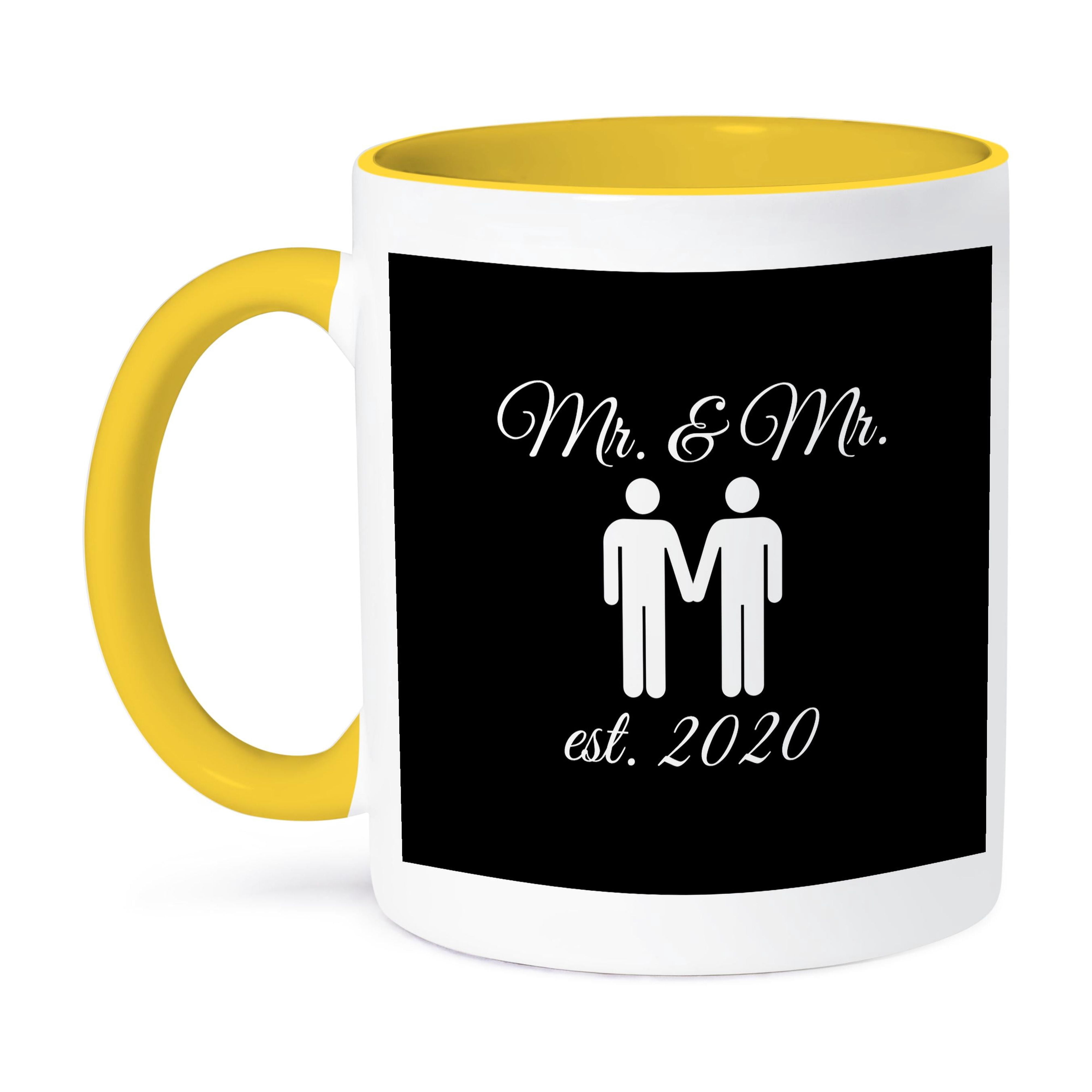 3dRose, Mr. and Mr. with two men est 2020 on black background., 11oz ...