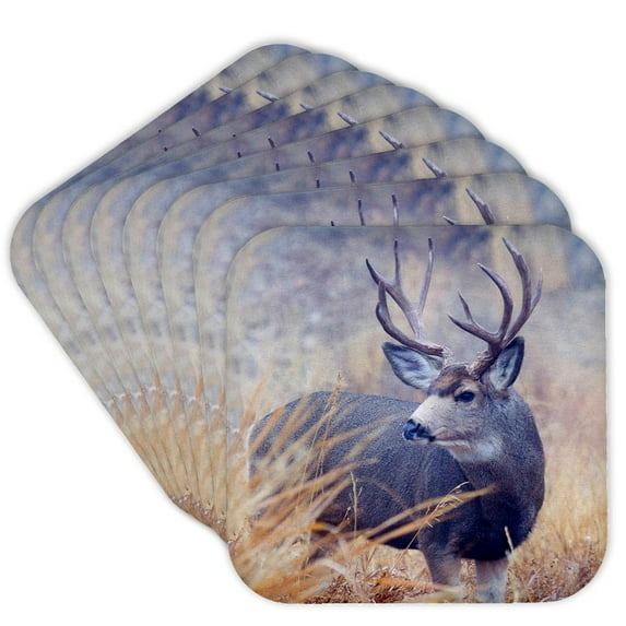 3drose, Mule Deer Buck, Foggy Frosty Morning, Set of 8 Coasters - Soft ...