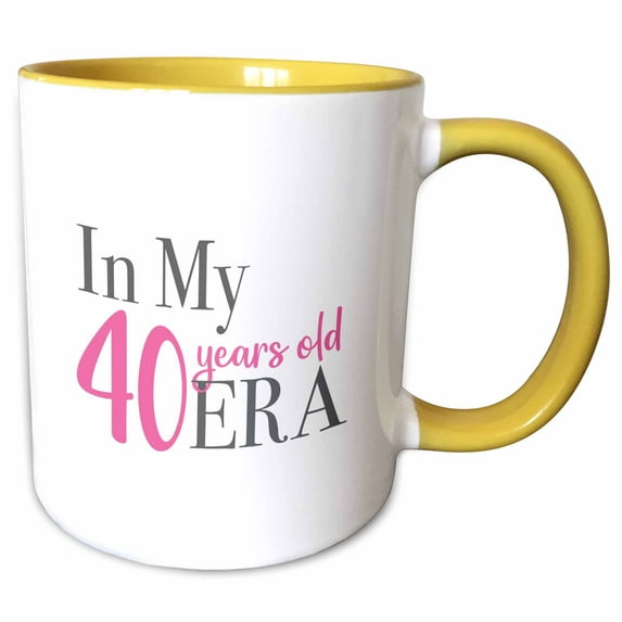 3drose, My Birthday Era 40 Years Old, 11oz Two-tone Yellow Mug ...