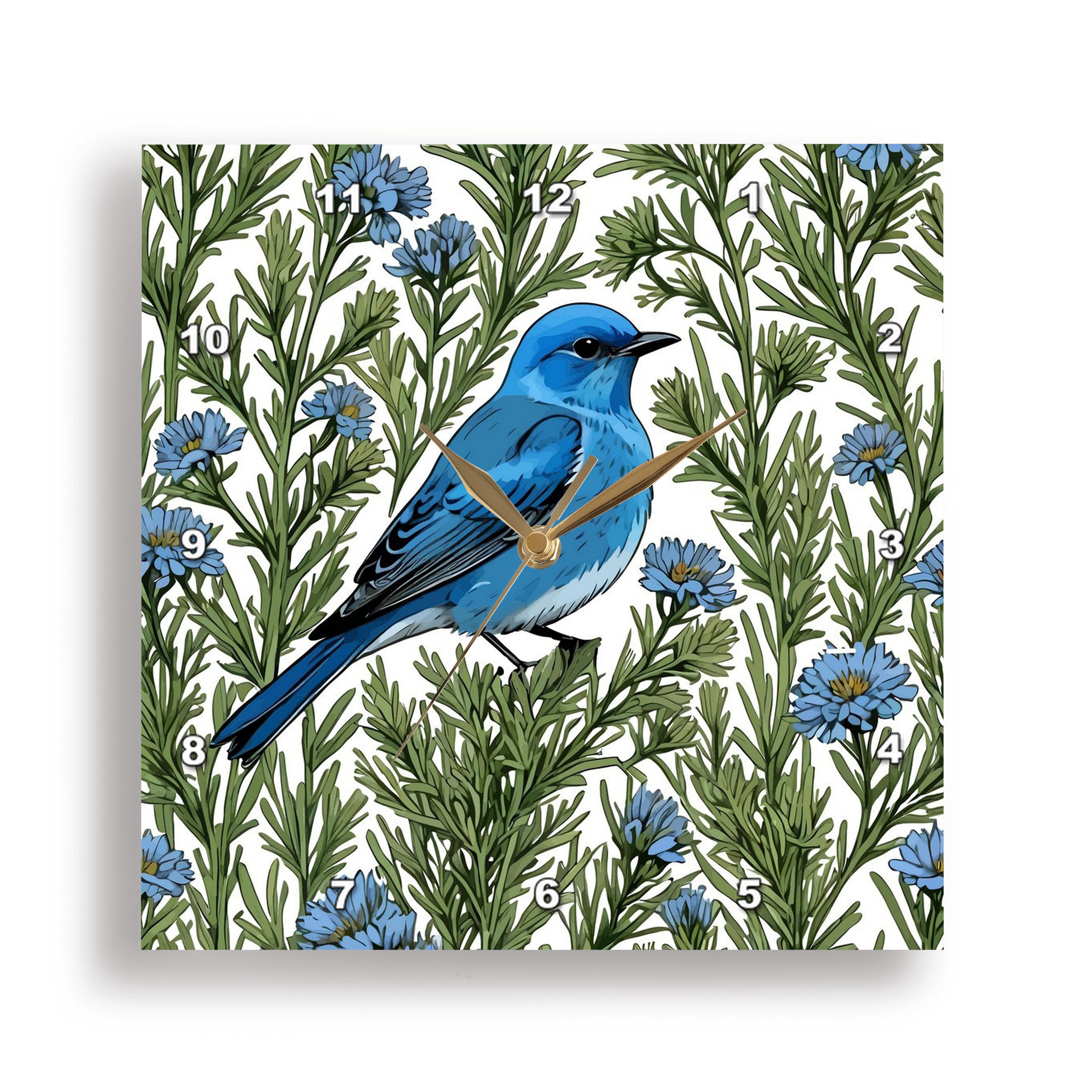 3dRose, Nevada Mountain Bluebird And Sagebrush 2, 13x13 Wall Clock ...