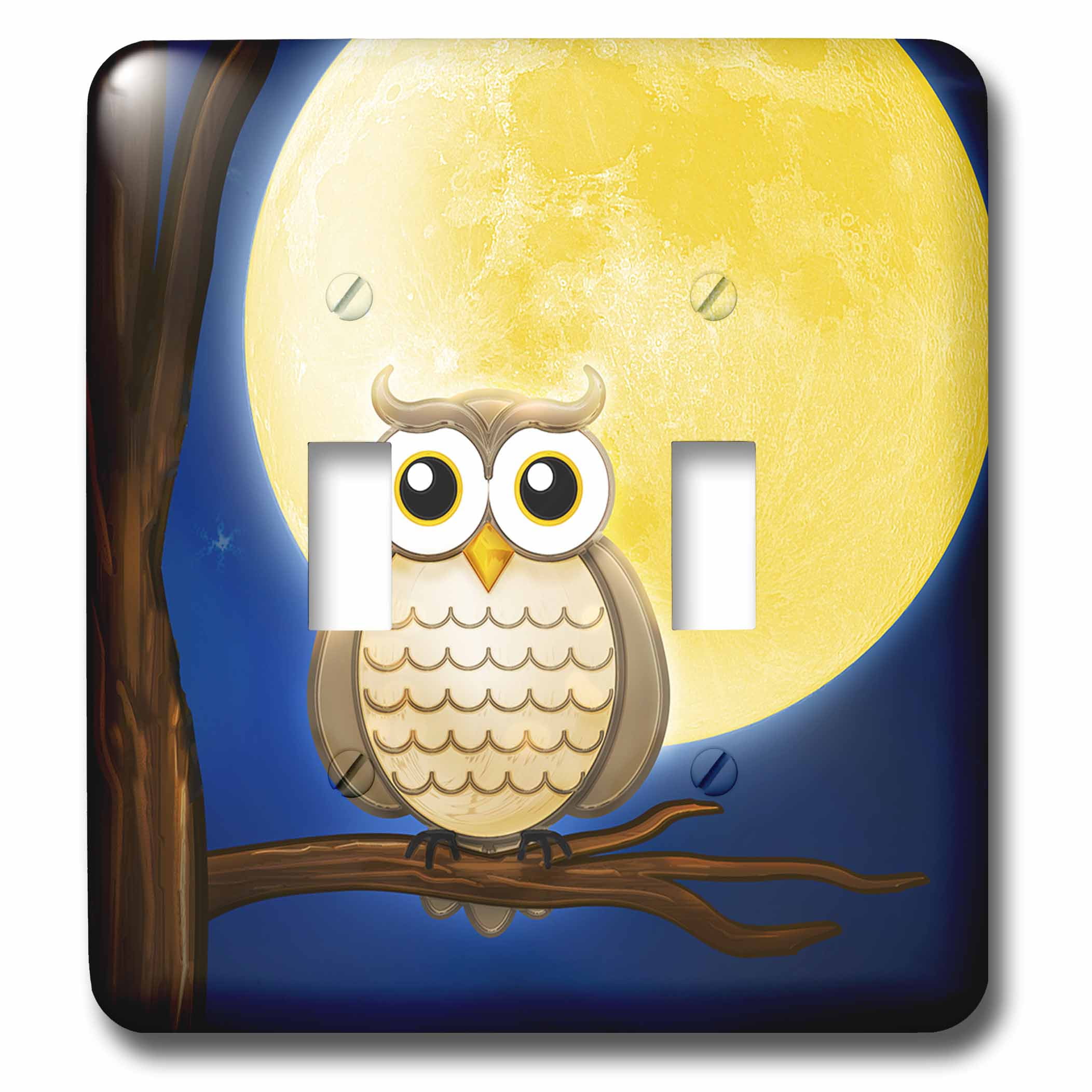 3dRose, Night Wise Owl with big moon, double toggle switch - Walmart.com