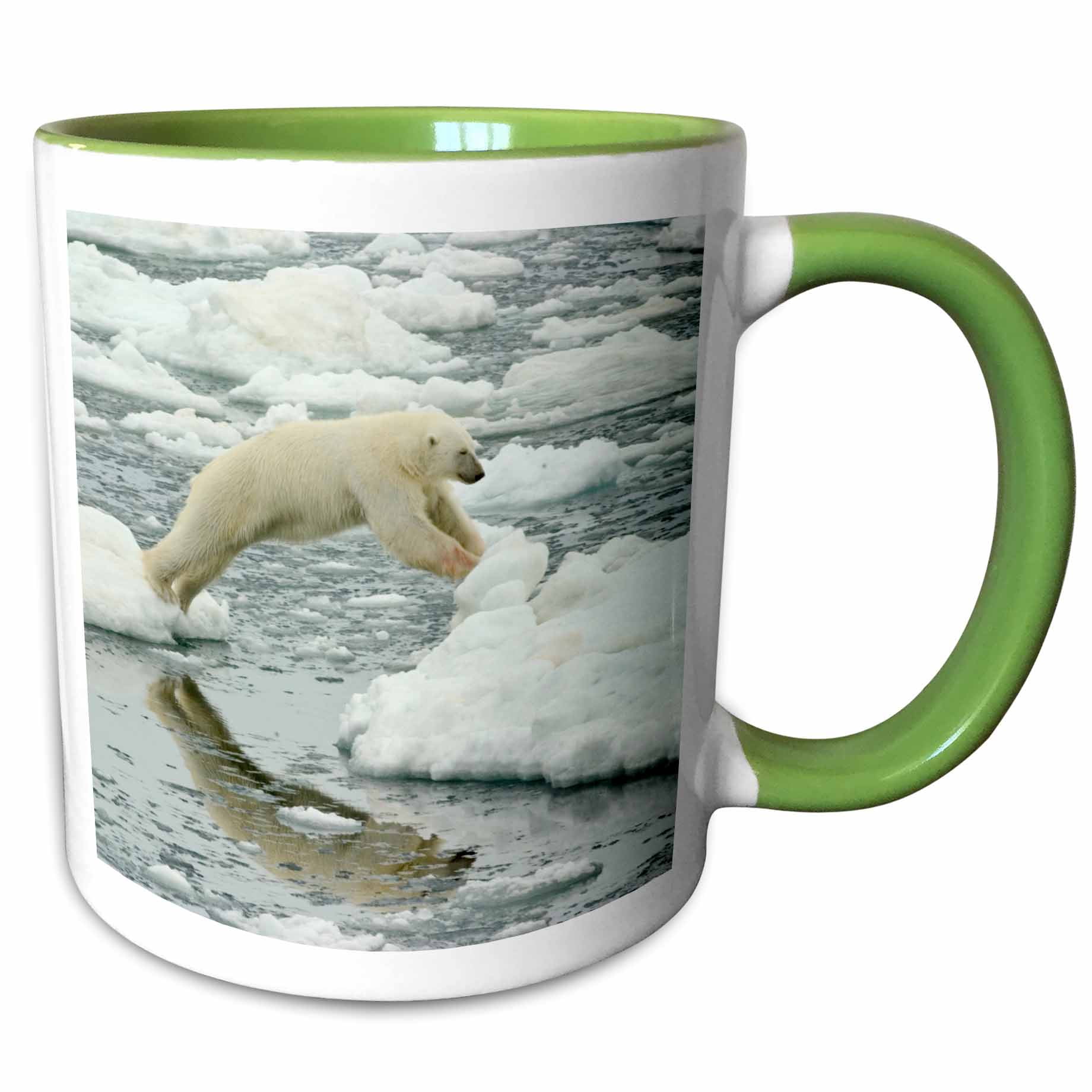3drose, Norway, Svalbard, Polar Bear Jumping Between the Pack Ice, 15oz ...