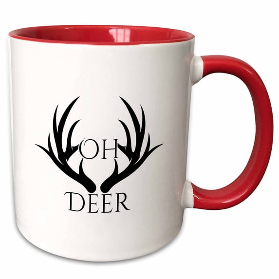 3drose, Oh Deer - Christmas Expression with Deers Antler, 15oz Two-tone ...
