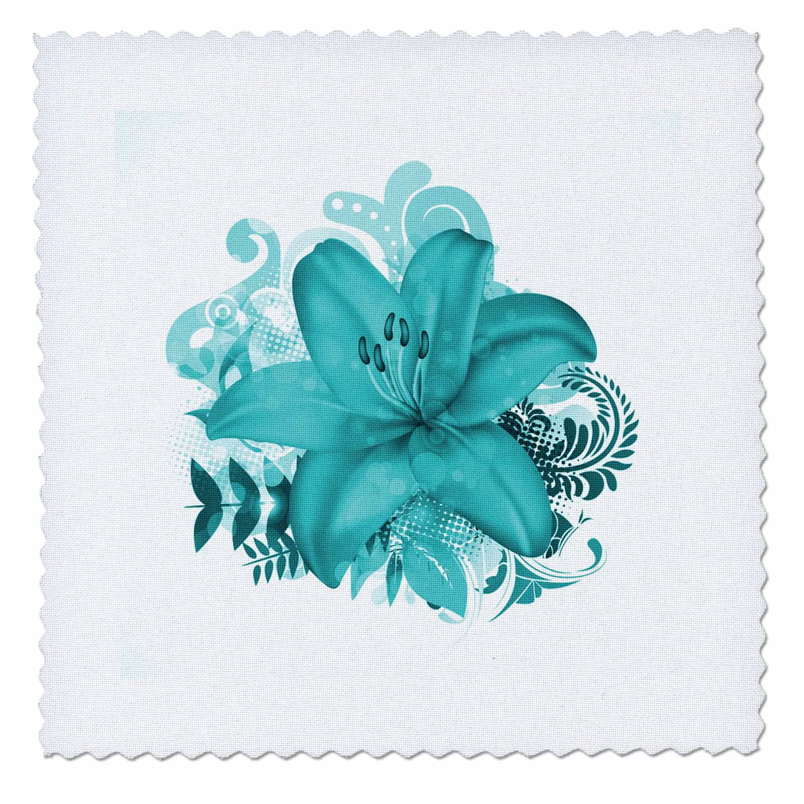 3dRose One Large Beautiful Turquoise Tropical Lilly On A Flourish ...
