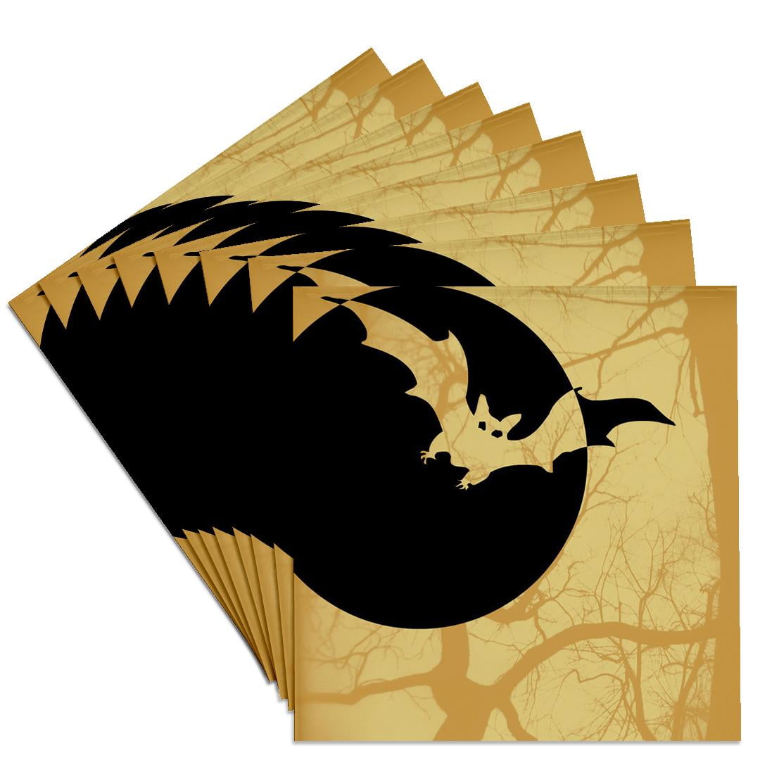 3dRose, Orange Bat and Full Moon- Halloween Art- Spooky Designs, Set of ...