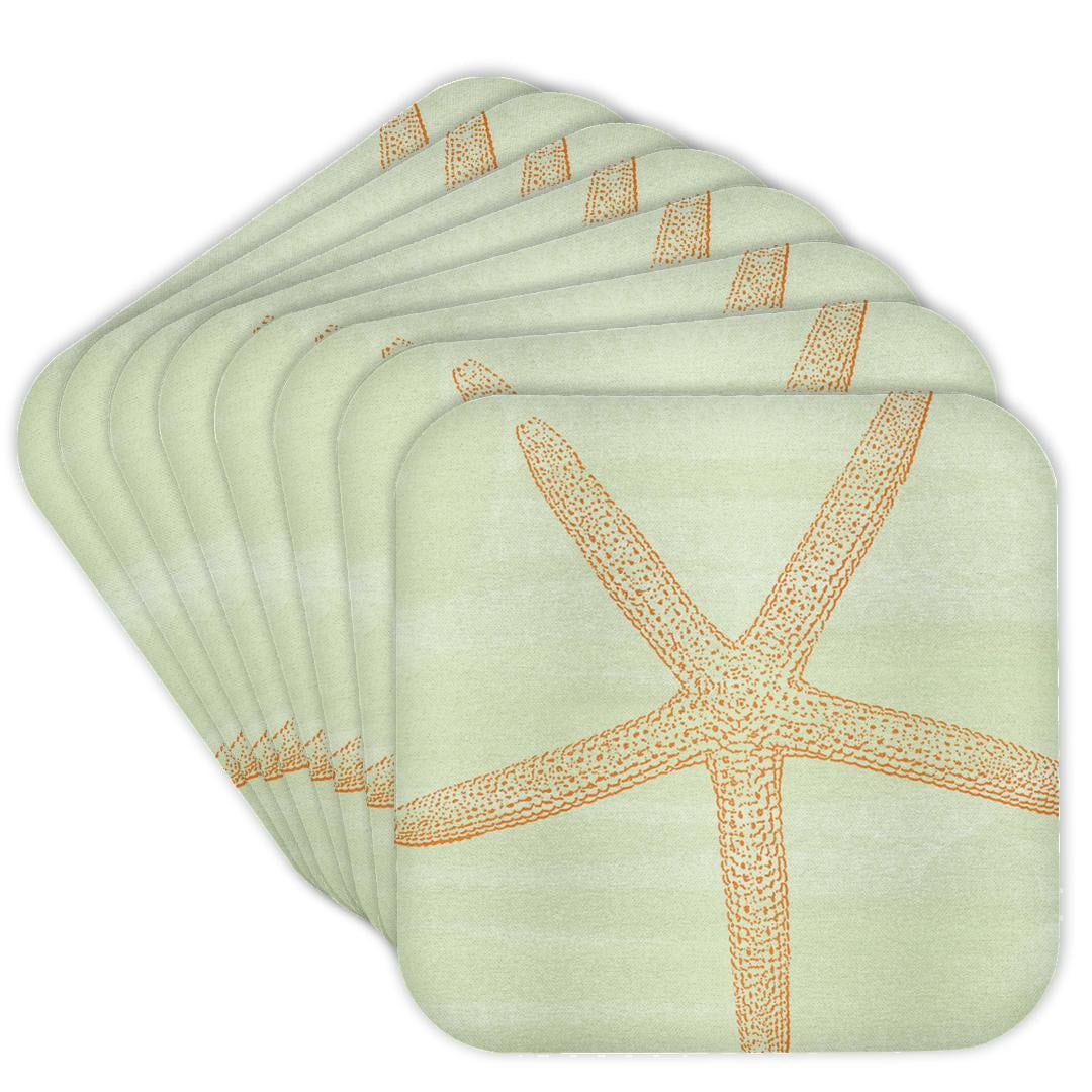 3dRose, Orange Starfish - Beach Themed Art, Set of 8 Coasters - Soft ...
