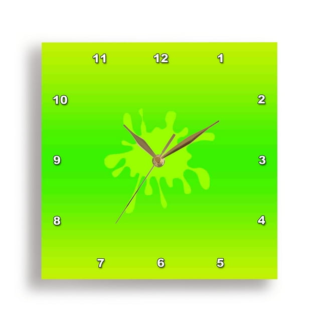 3dRose, Paint Splat on Green and Yellow Background, 10x10 Wall Clock ...