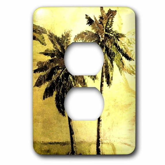 3dRose, Painted Brown n Gold Palms, 2 plug outlet cover - Walmart.com