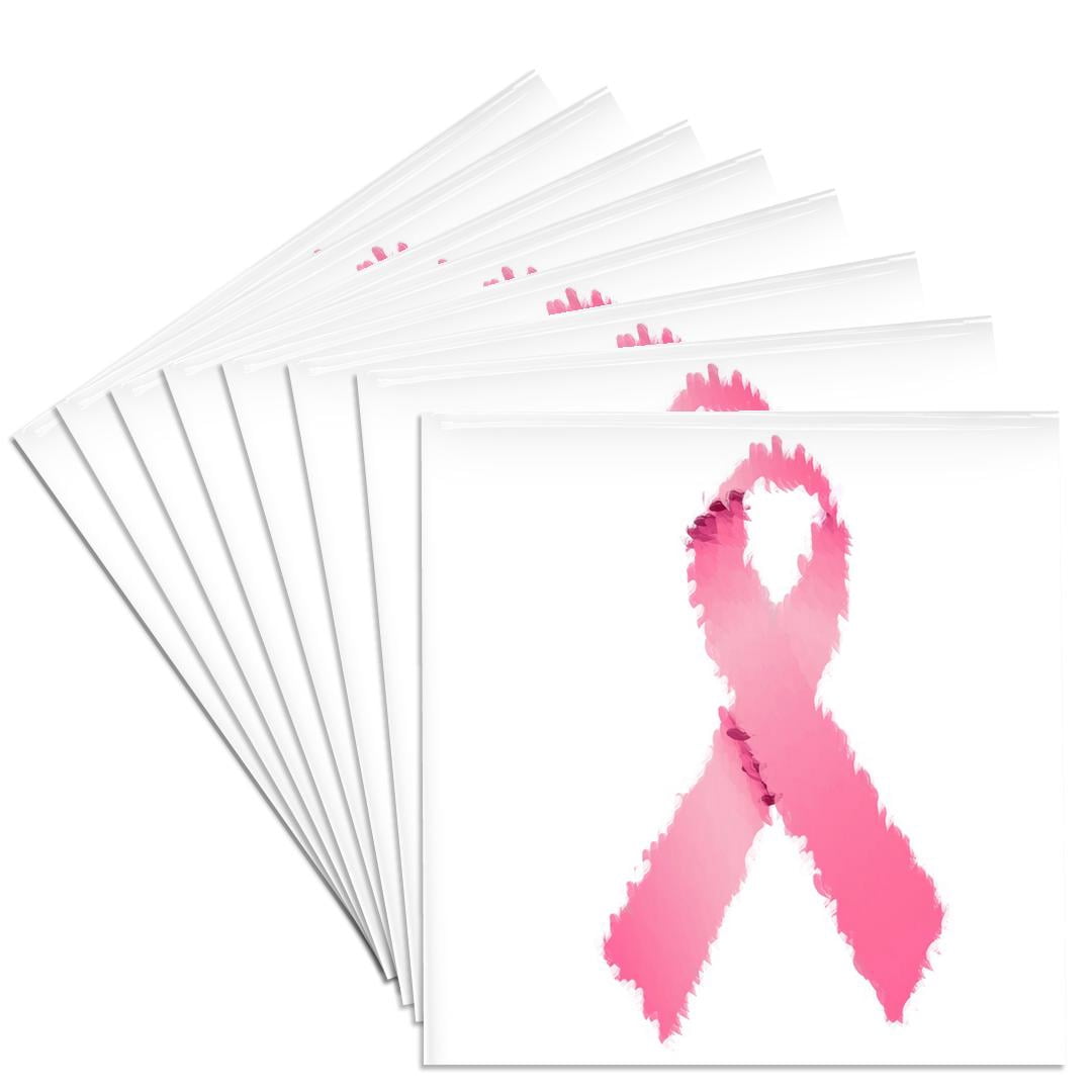 3drose, Painted Pink Ribbon - Art- Breast Cancer Awareness, Set of 8 ...