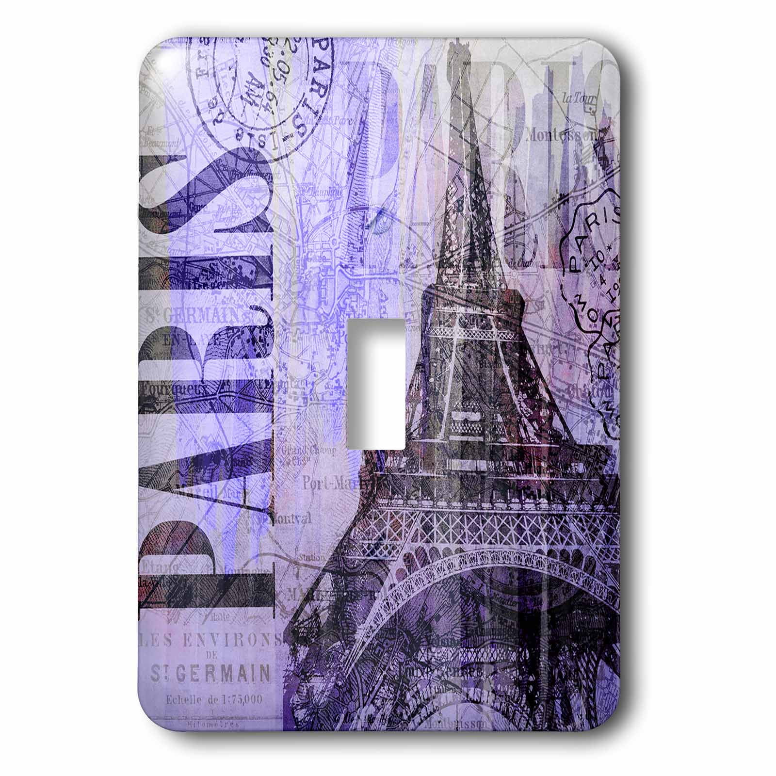 3dRose, Paris Eiffeltower Illustration With Text, single toggle switch ...