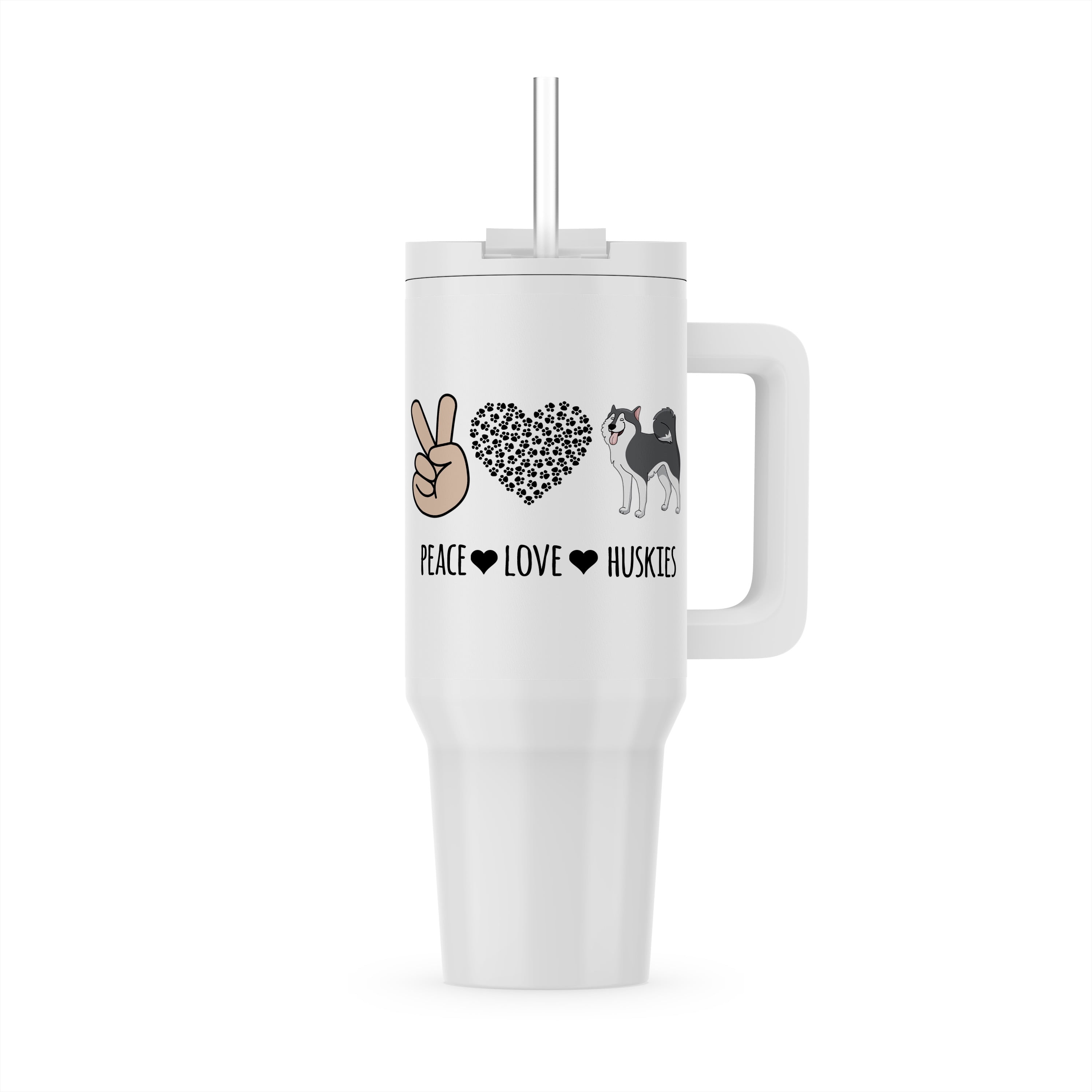Peace Love Huskies With Peace Hand, Paw Heart, And Husky Clip Art ...