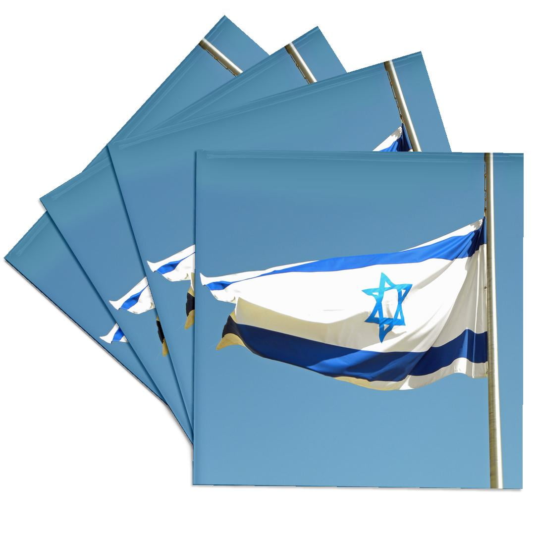 3dRose, Photo Flag of Israel Waving Proudly, Set of 4 Ceramic Tile ...
